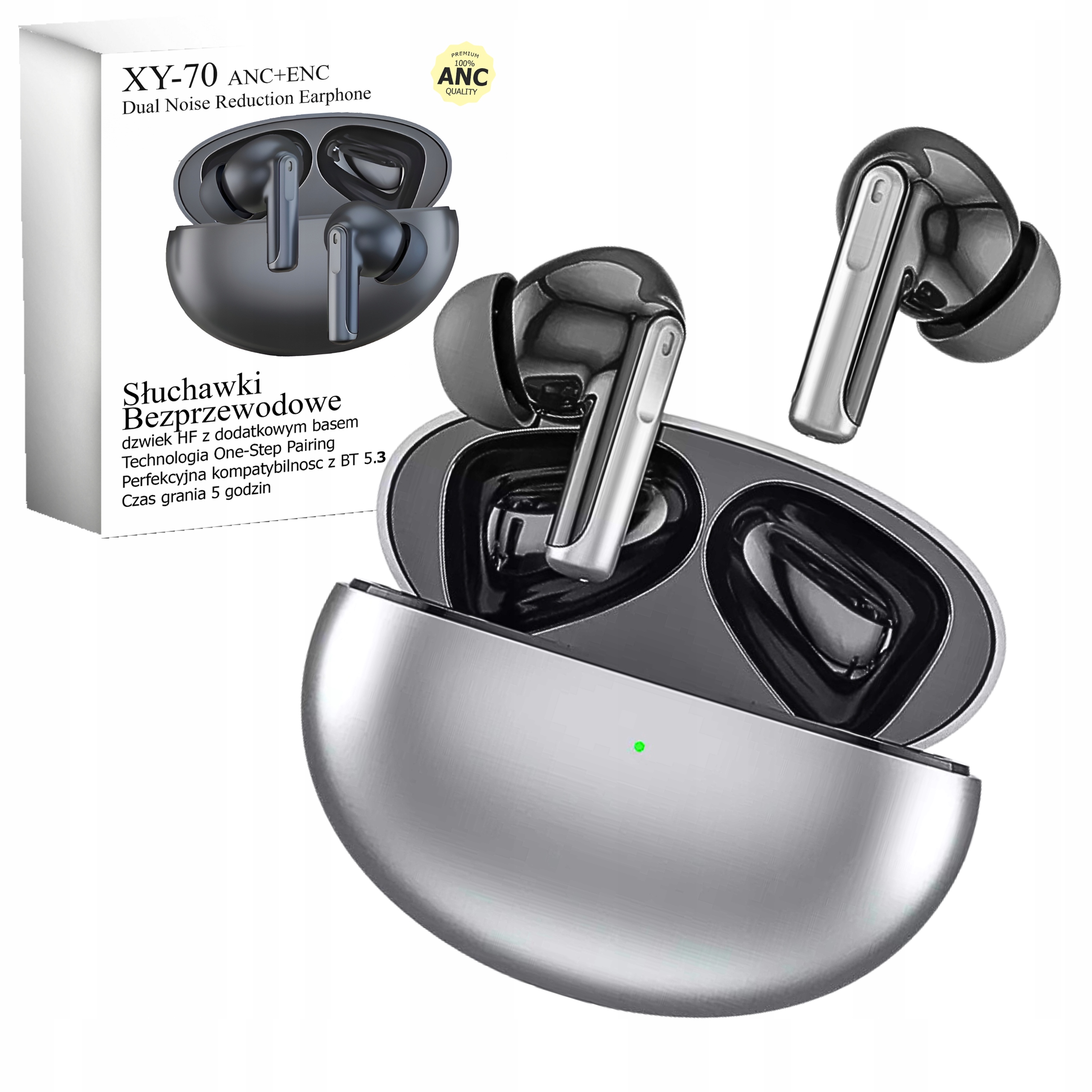 Słuchawki bezprzewodowe dokanałowe TWS Xy70 szare - Sklep, Opinie, Cena w Allegro