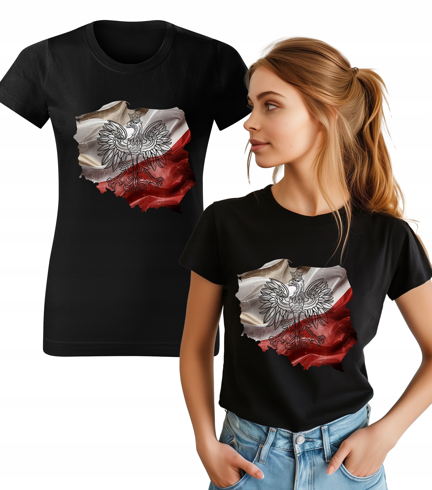 KOSZULKA Z NADRUKIEM PATRIOTYCZNA REAL PATRIOT GODŁO KONTUR MAPA POLSKI ...