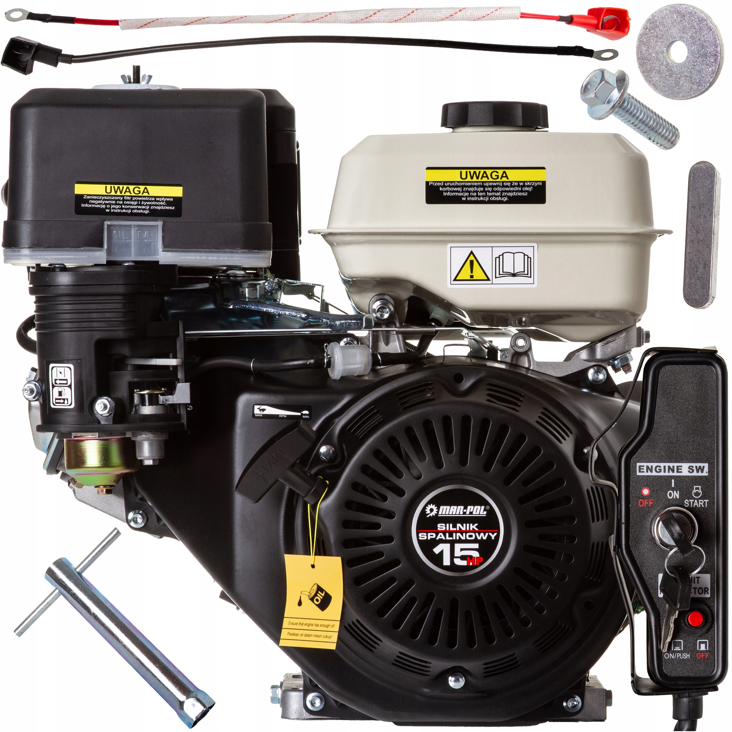 SILNIK SPALINOWY Z ROZRUSZNIKIEM SPALINOWY BENZYNOWY 15 KM WAŁ 25mm MAR-POL (5901969134742 ...