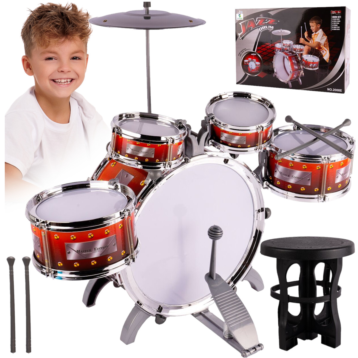 VEĽKÉ BICIE PRE DETI SADA 5 BUBNOV TANIER TABURETKA HRAČKA NÁSTROJ ...