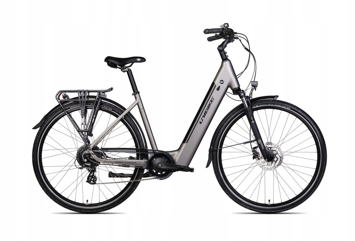 Rower elektryczny Unibike Optima 17 cali szary aluminium 28" 8 biegów ...