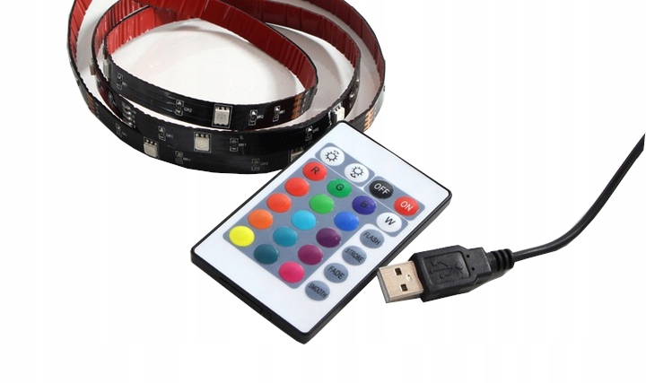 TAŚMA LED RGB USB Z PILOTEM 3M PODŚWIETLENIE TV 5V (5904194681302 ...