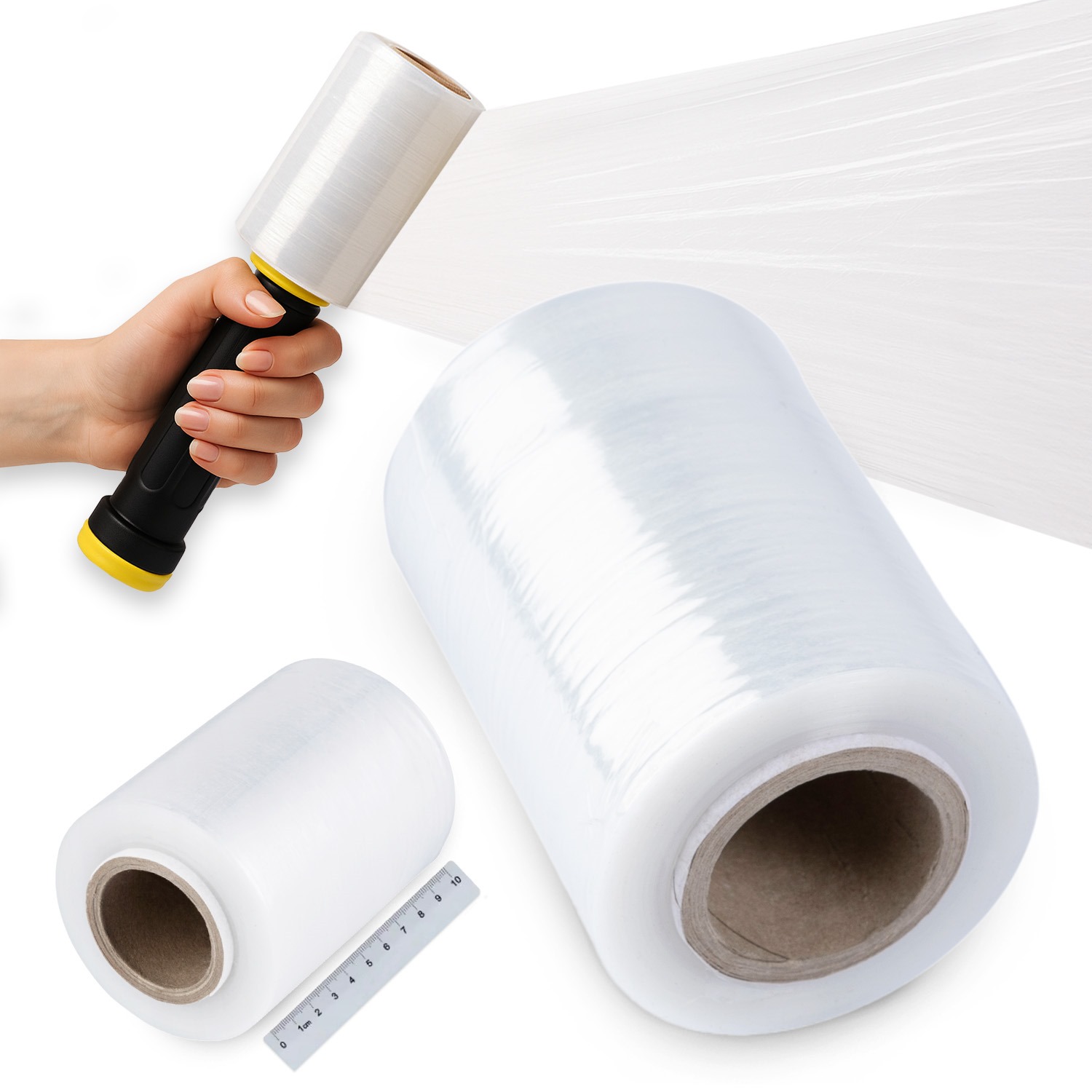 FOLIA STRETCH MINI RAP TRANSPARENTNA 10CM/fi38 MOCNA DO OWIJANIA PACZEK ...