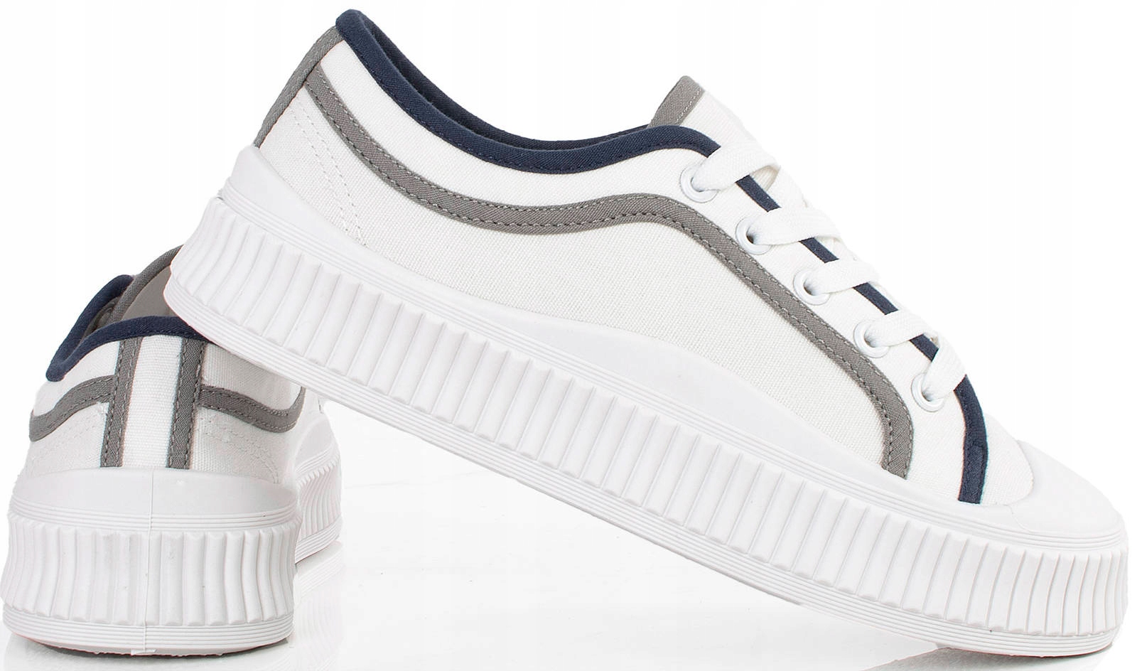 7137 BIAŁE NISKIE TRAMPKI SNEAKERSY PLATFORMA 36 (5905606007253) • Cena ...