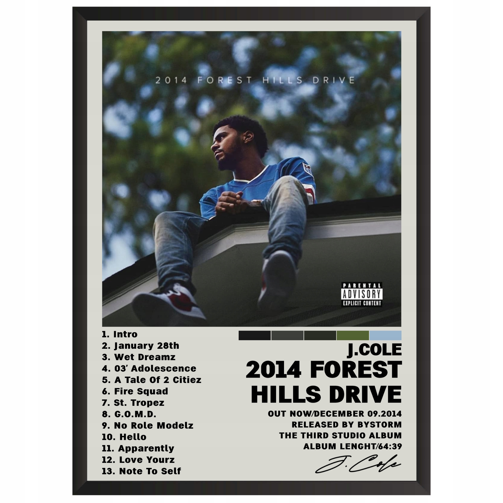 J.Cole 2014 Forest Hills Drive Plakat Obraz z albumem w ramce Prezent ...