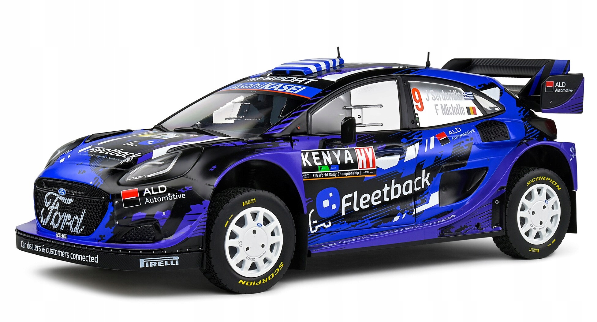 Ford Puma Rally1 Hybrid #9 Serderidis Miclotte WRC Kenya 2022 Solido 1: ...