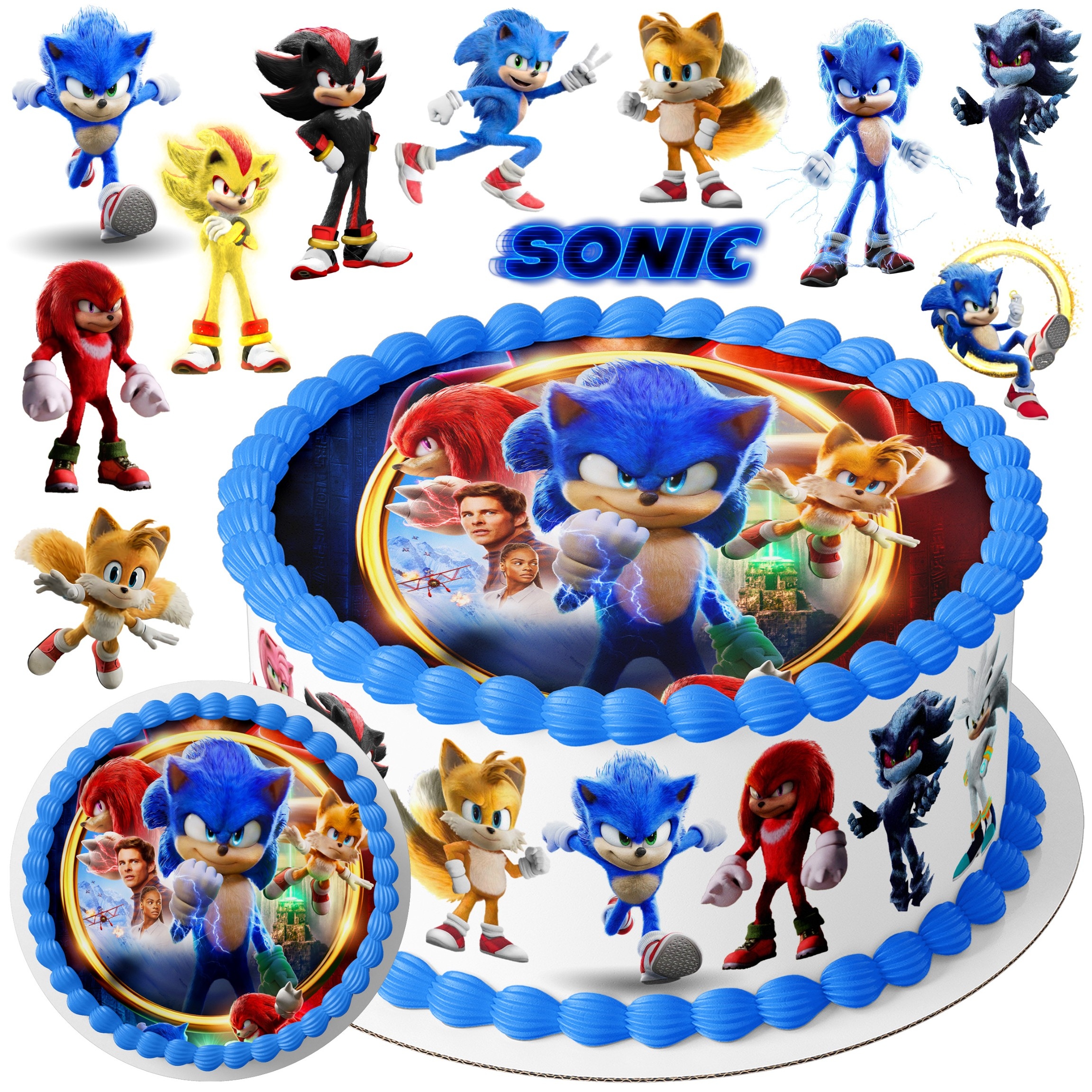 OPŁATEK NA TORT SONIC 20 CM + POSTACIE I NAPIS 14031274690 - Allegro.pl