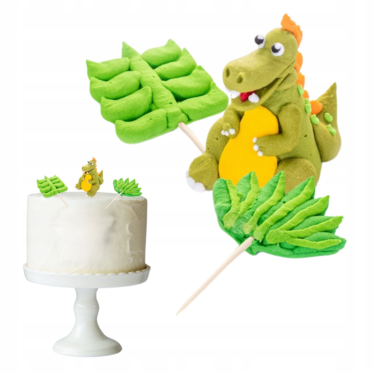 FIGURKA CUKROWA NA TORT DINOZAUR REX ZESTAW JADALNA DEKORACJA ...