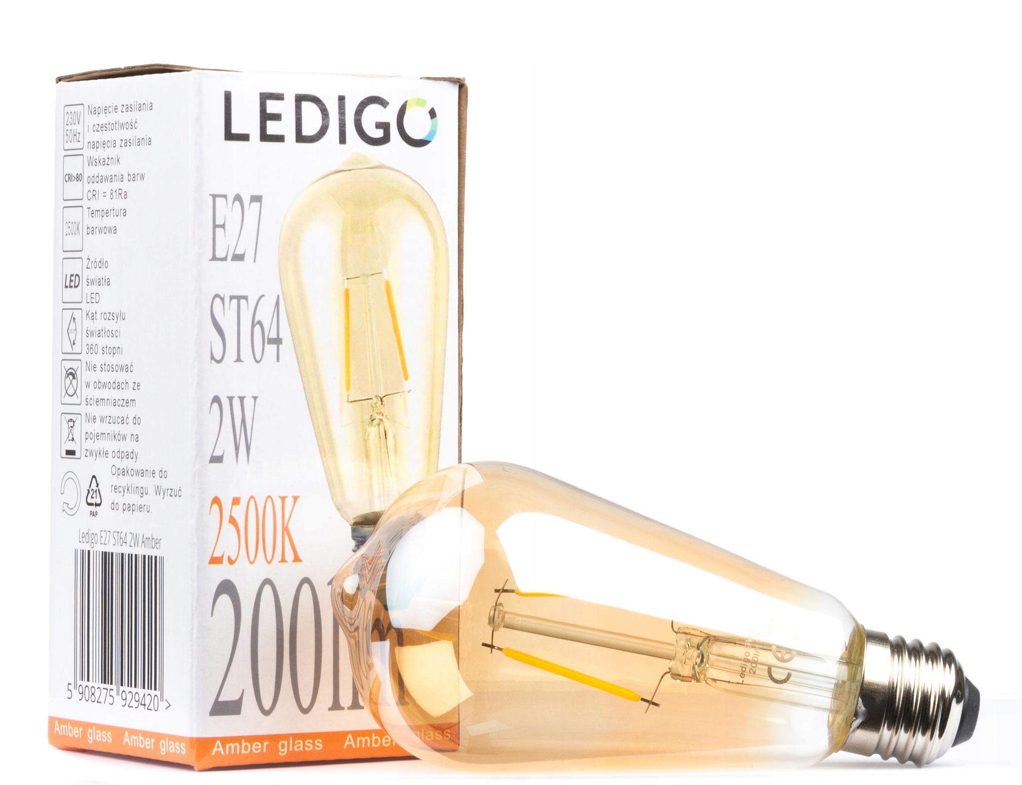 Żarówka LED E27 2W ST64 FILAMENT AMBER (E27 ST64 2W AMB WW) • Cena ... Żarówka LED E27 2W ST64 FILAMENT AMBER (E27 ST64 2W AMB WW) • Cena ...