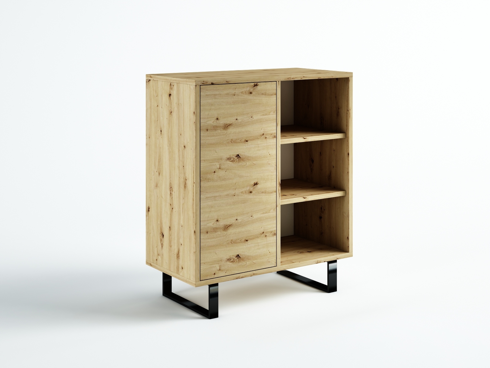 KOMODA LOFT 80 1D DĄB ARTISAN/CZARNY MAT INDUSTRIA (5904109741459 ...