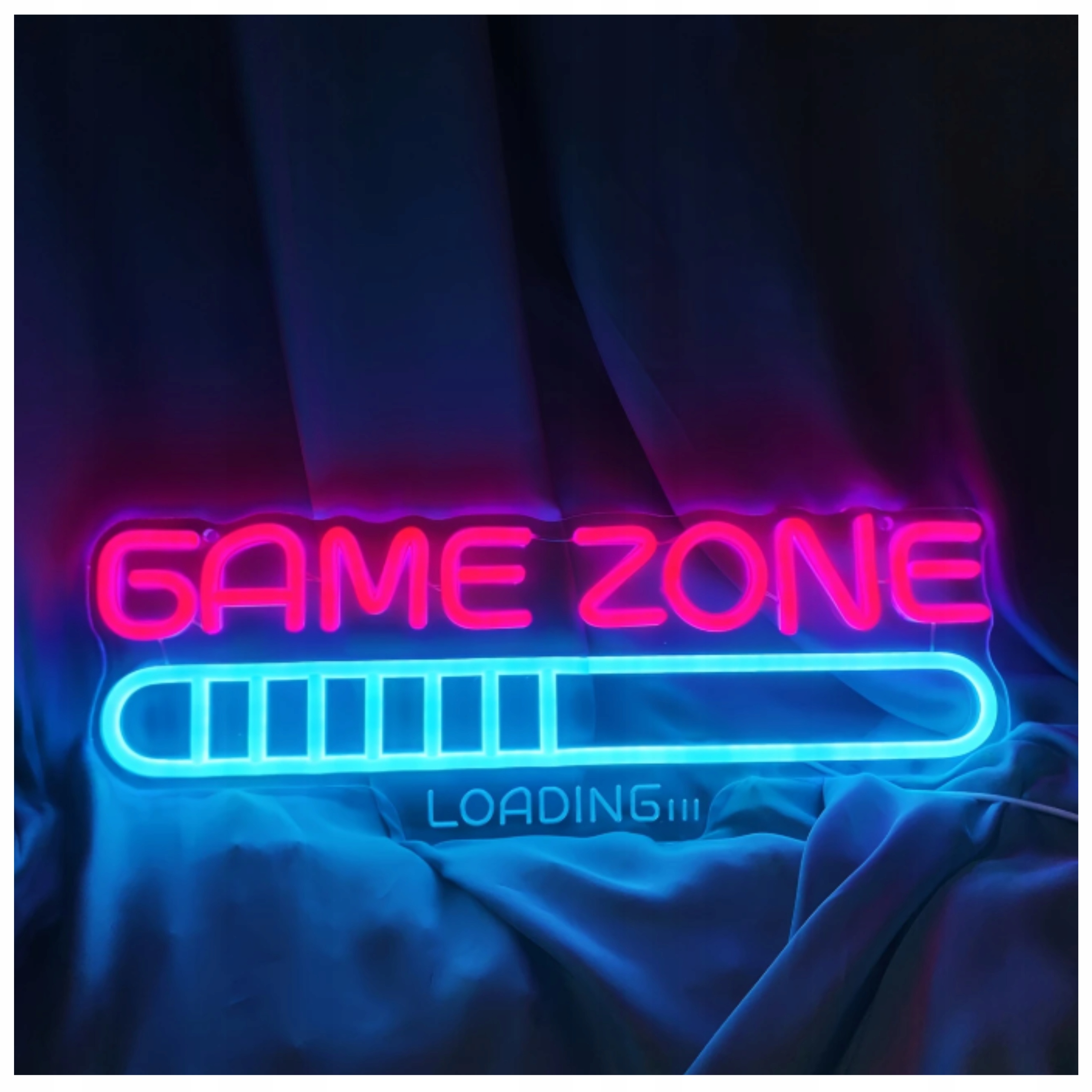 DUŻY NEON LED GAME ZONE LOADING LAMPKA NOCNA NA ŚCIANĘ DLA GRACZA ...