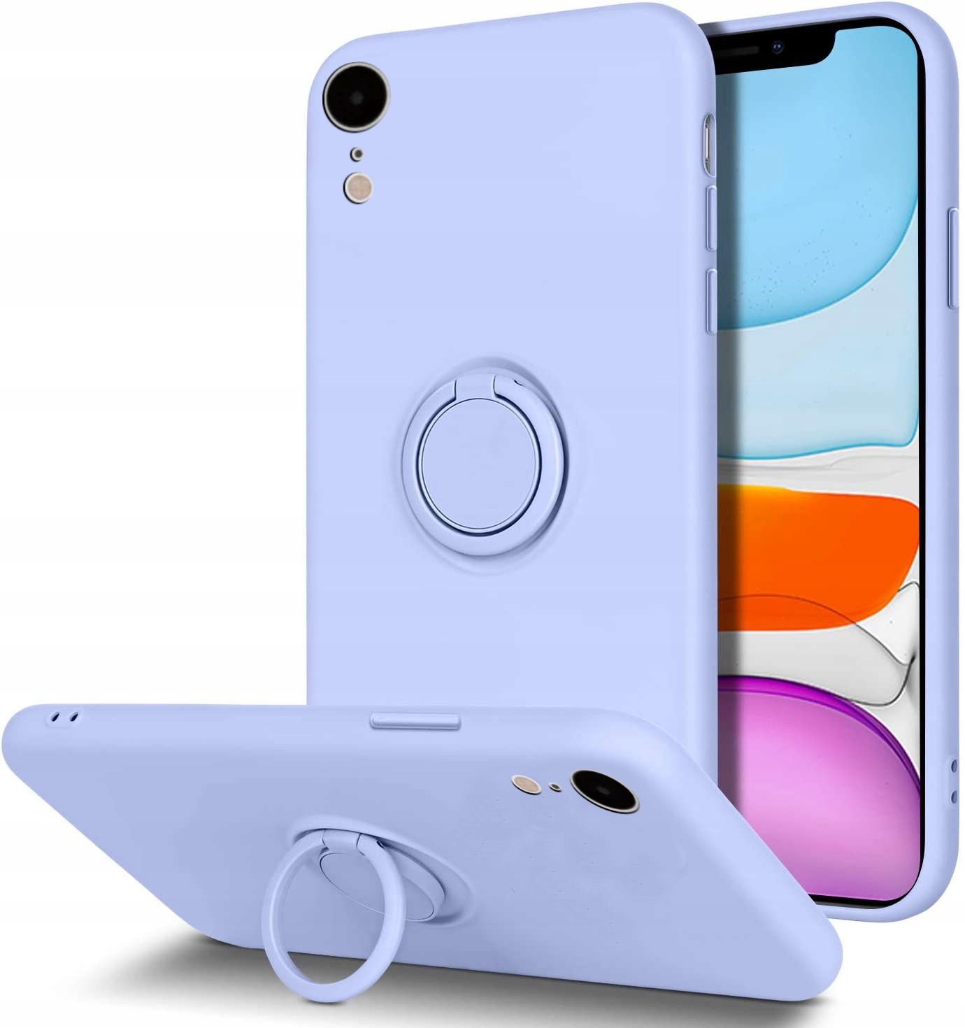 ETUI DO IPHONE XR SILIKON KOLOR RING HOLDER SZK O
