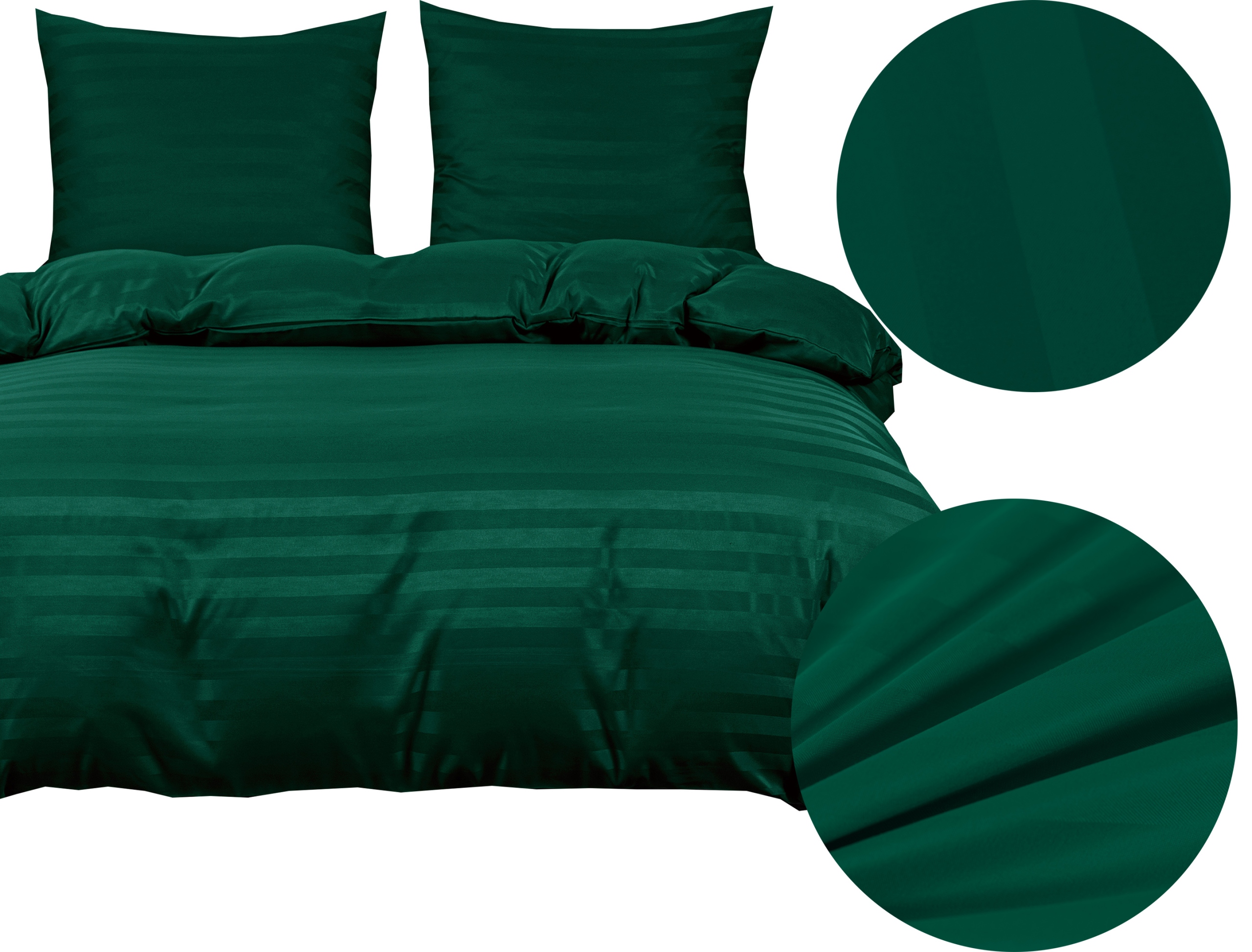 Pościel adamaszek hotelowa w pasy 160x200 butelkowa zieleń, zielony ...