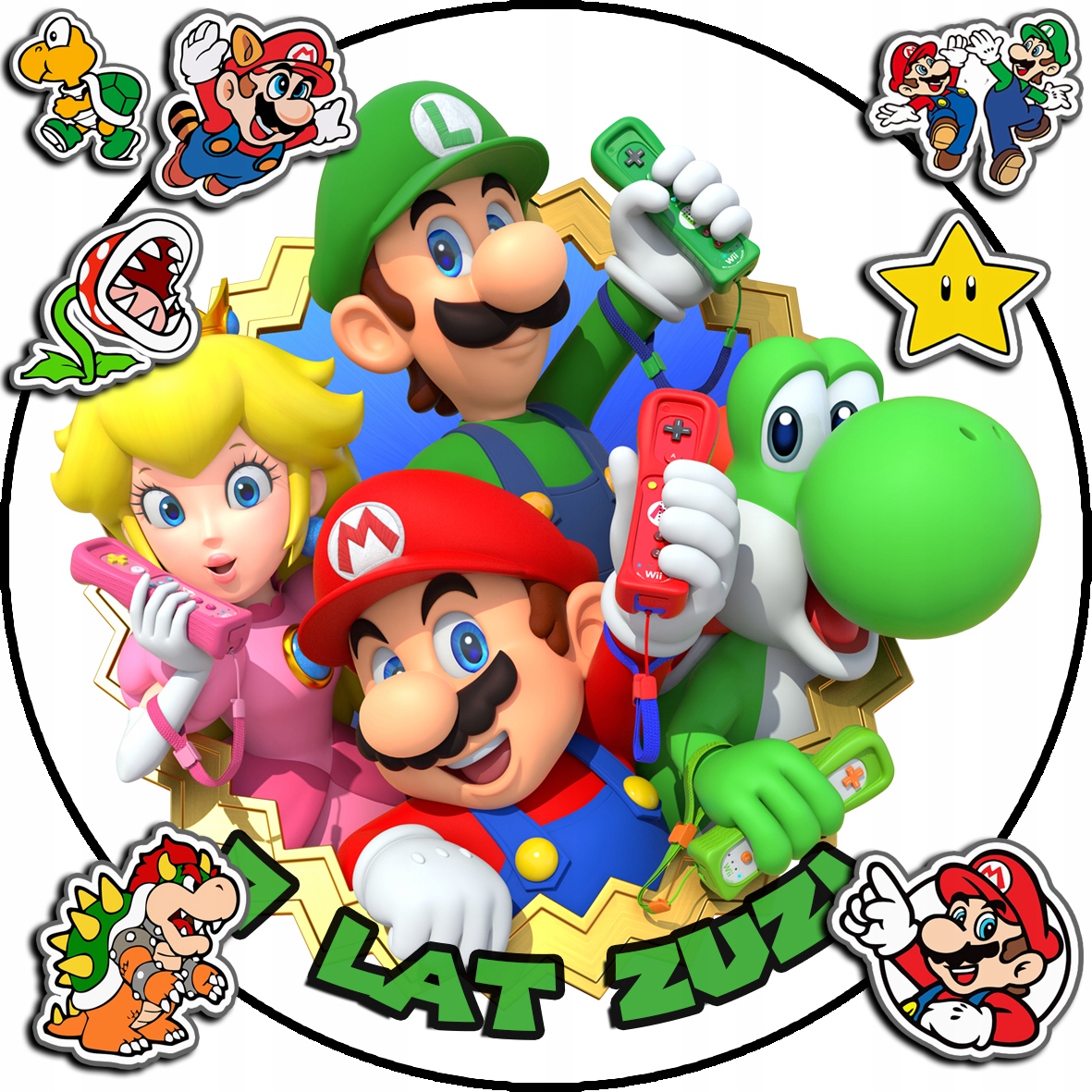 OPŁATEK NA TORT 20CM - SUPER MARIO BROS + IMIĘ + GRATIS! 15CM 18CM • Cena, Opinie - Allegro