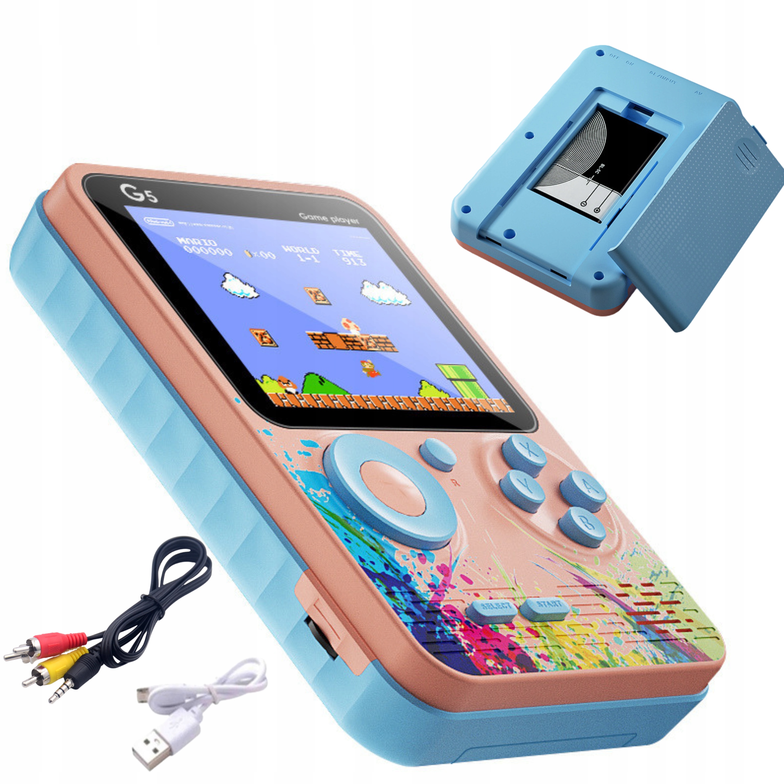 RETRO GAME BOX PRZENOŚNA MINI KONSOLA GAMEBOY 500 różnych gier + kabel ...