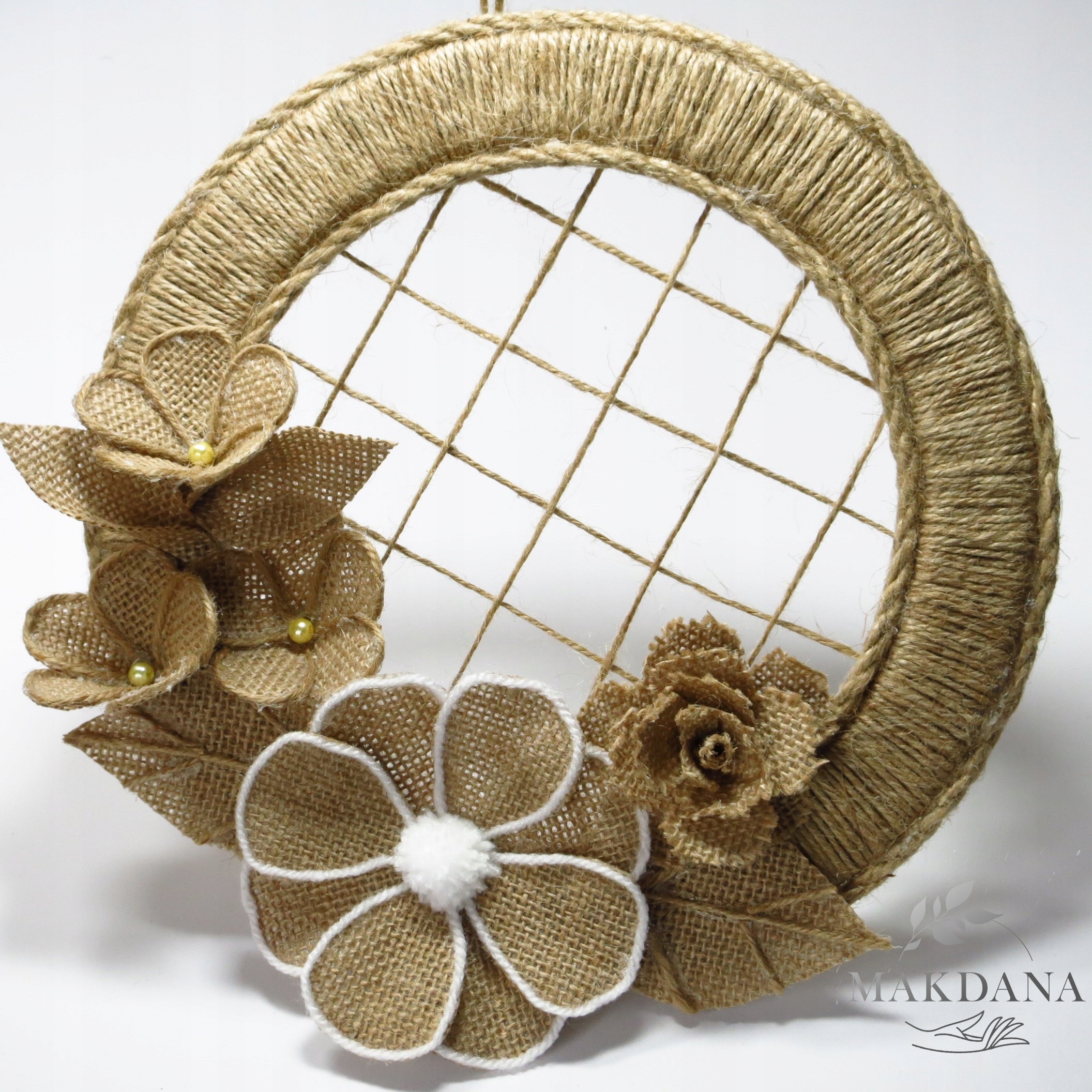 OZDOBA DEKORACJA ZE SZNURKA JUTOWEGO KWIATY Z JUTY 13648975768 - Allegro.pl