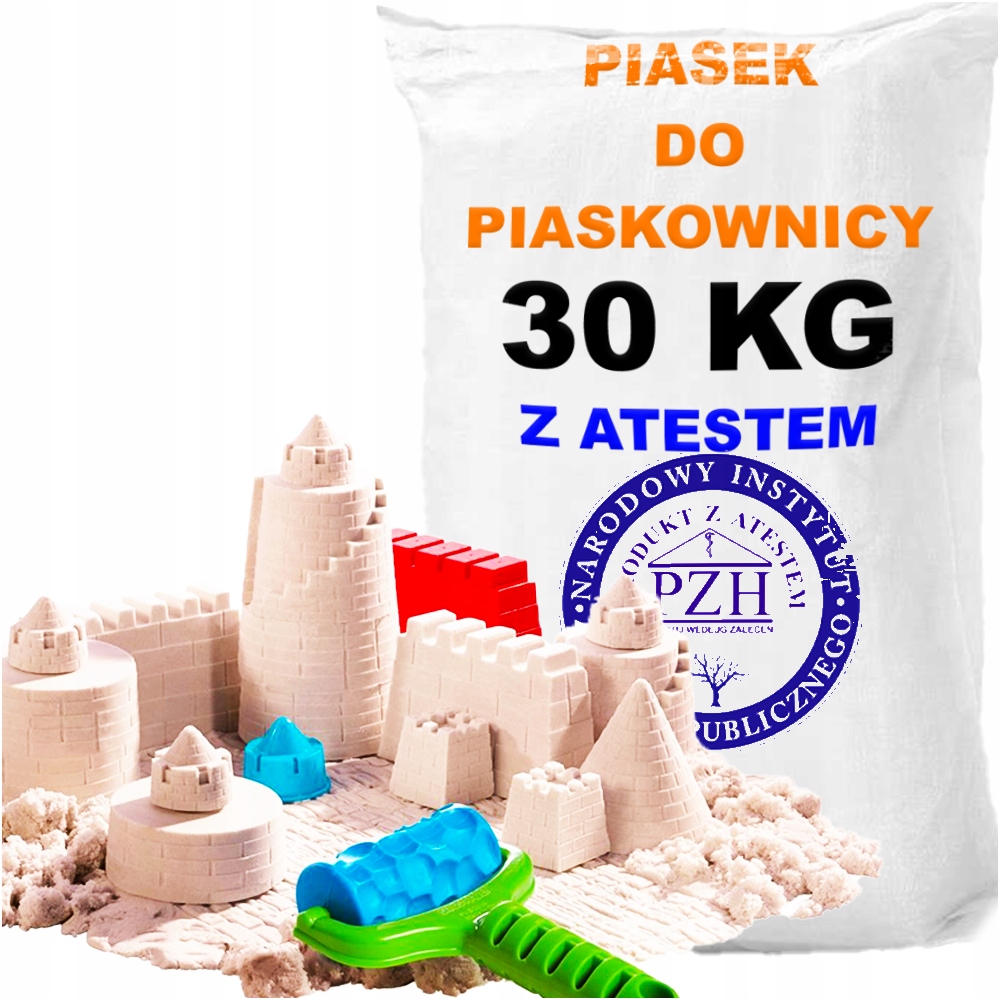 PIASEK DLA DZIECI DO PIASKOWNICY BEZPIECZNY z atestem PZH 30 KG SUCHY ...