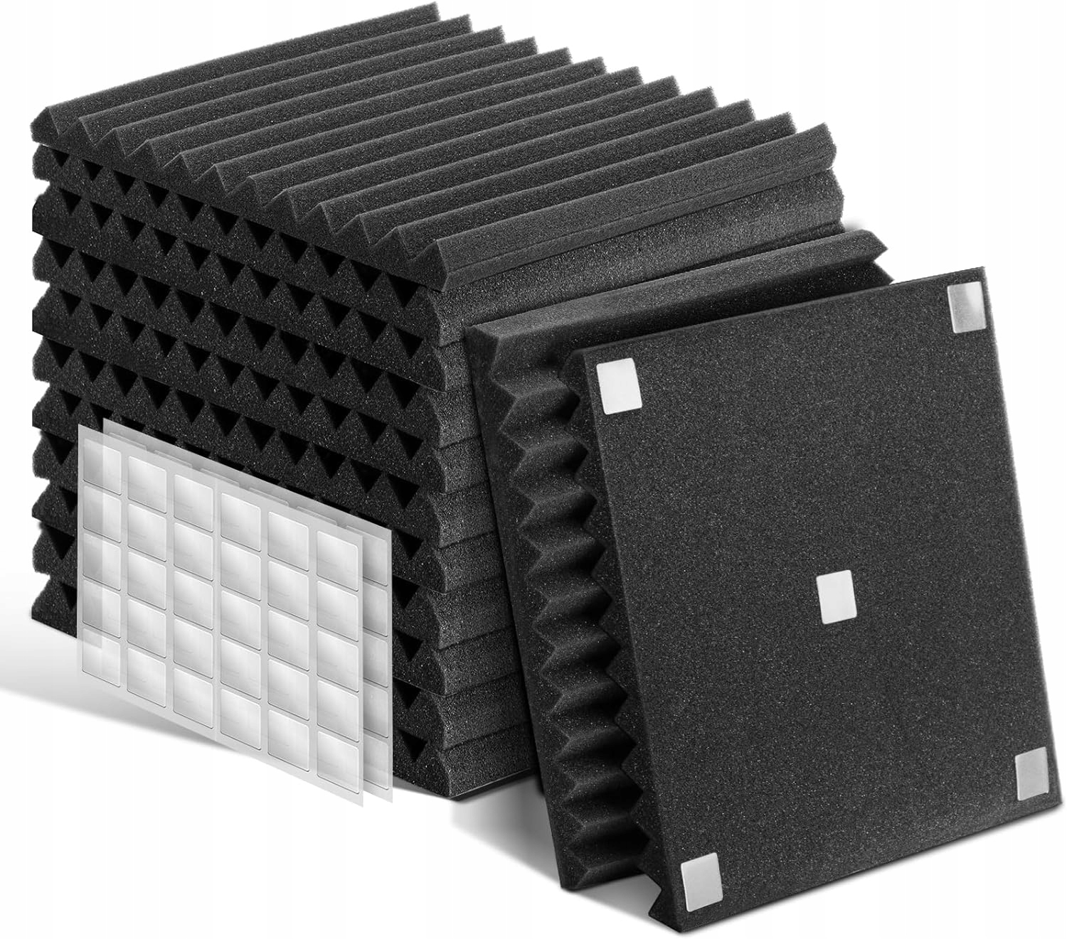 AKUSTICKÉ PANELY VLNY ČERNÉ 12 KS 30X30X2,5 SAMOLEPÍCÍ ODHLUČŇOVACÍ za ...