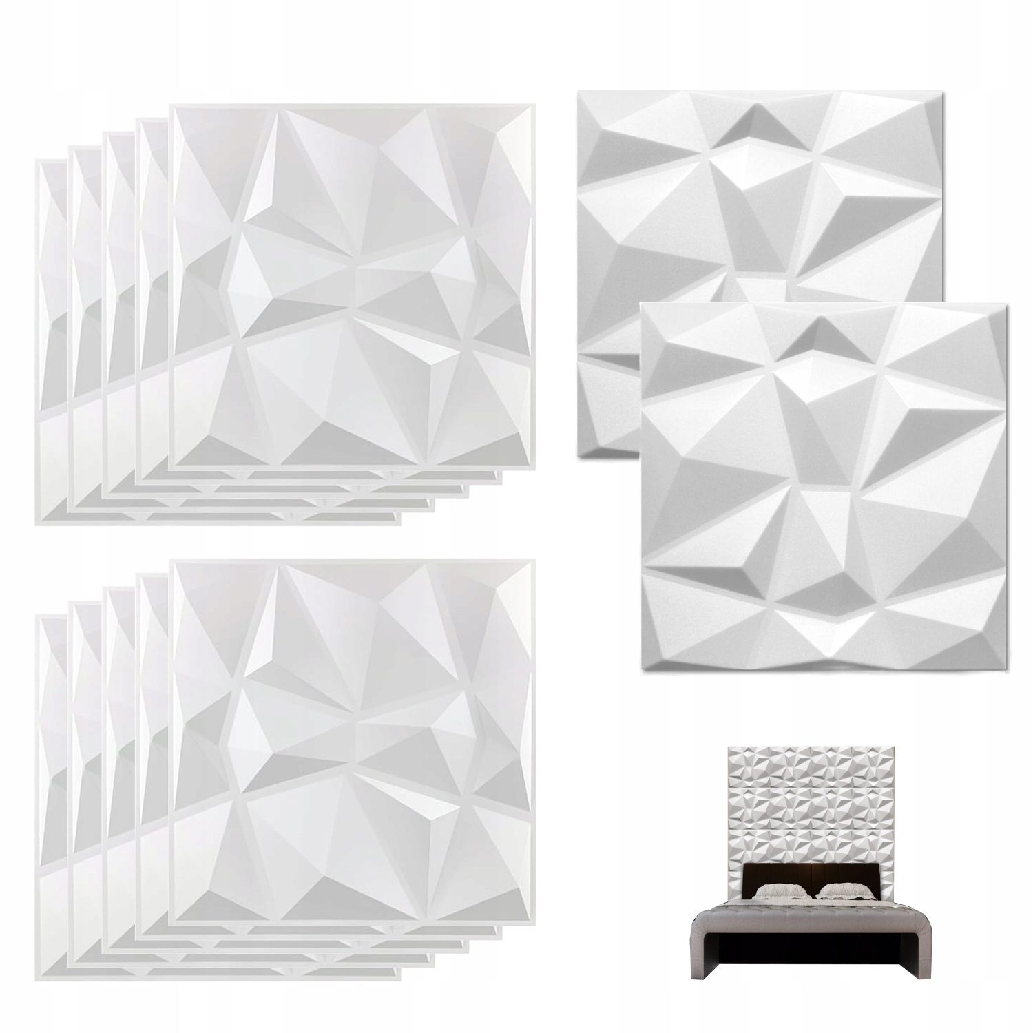 12X PANELE ŚCIENNE KASETONY SUFITOWE 3D DEKORACYJNE DO SYPIALNI SALONU ...