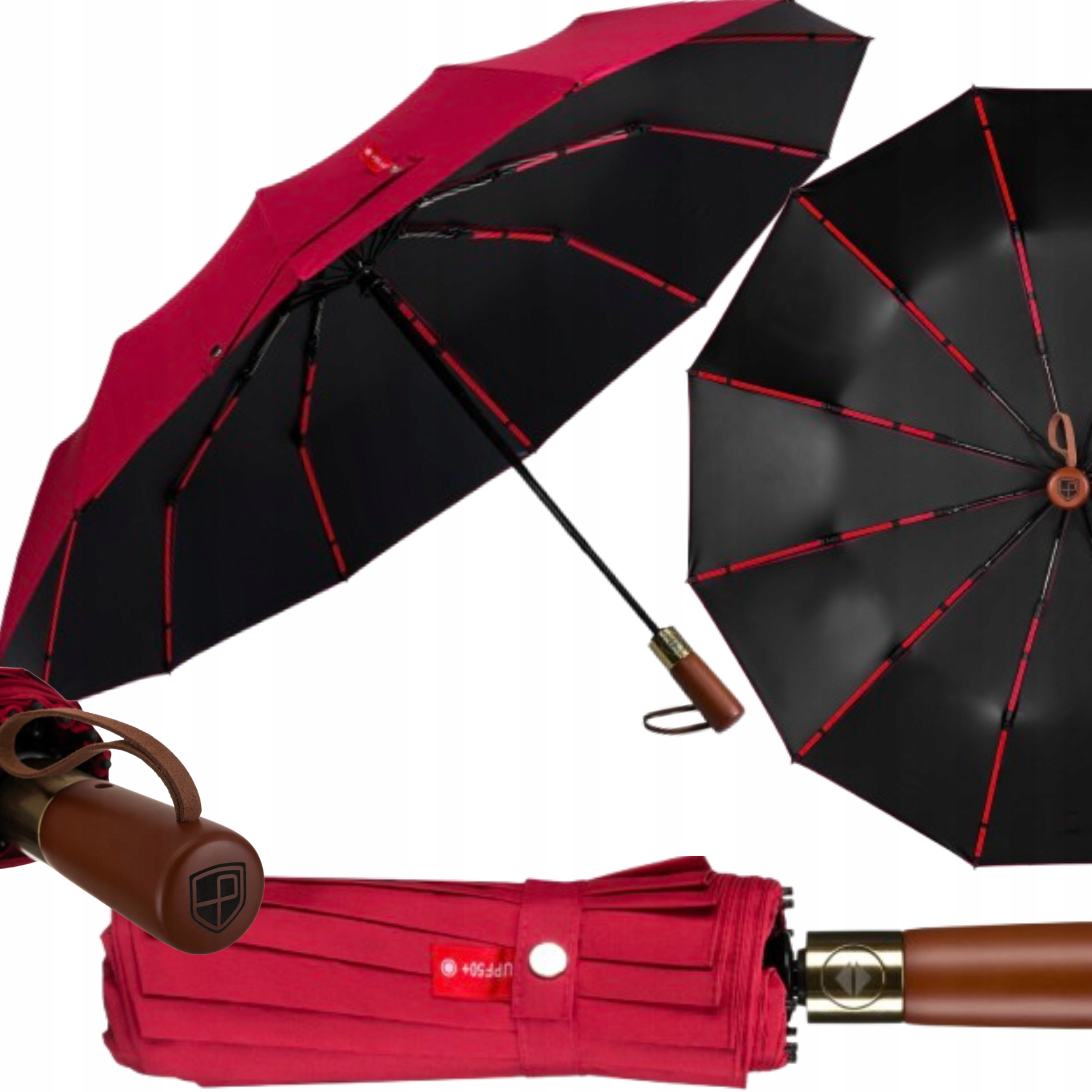 Peterson parasol automatyczny, składany, z pokrowcem czerwony • Cena ...