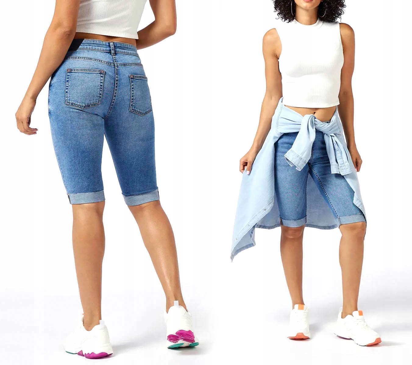 Spodnie Jeansowe Damskie do Kolan - Niska cena na Allegro.pl