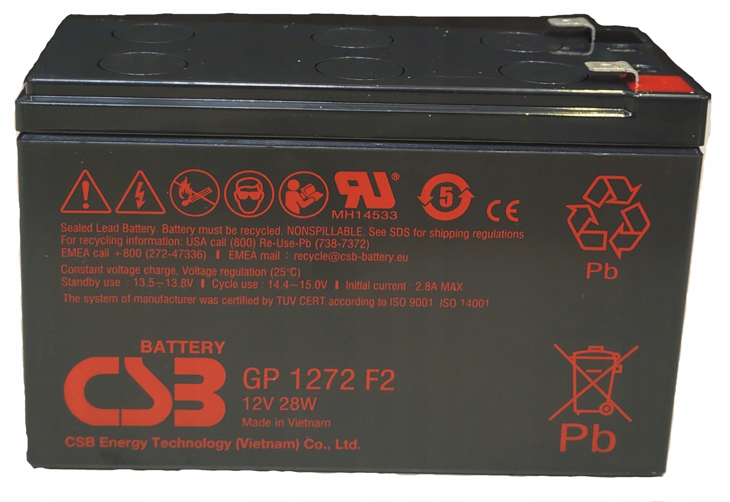 Akumulator CSB GP1272F2 28W 7Ah 12V np. RBC2 RBC22 RBC26 RBC48 w UPS ...