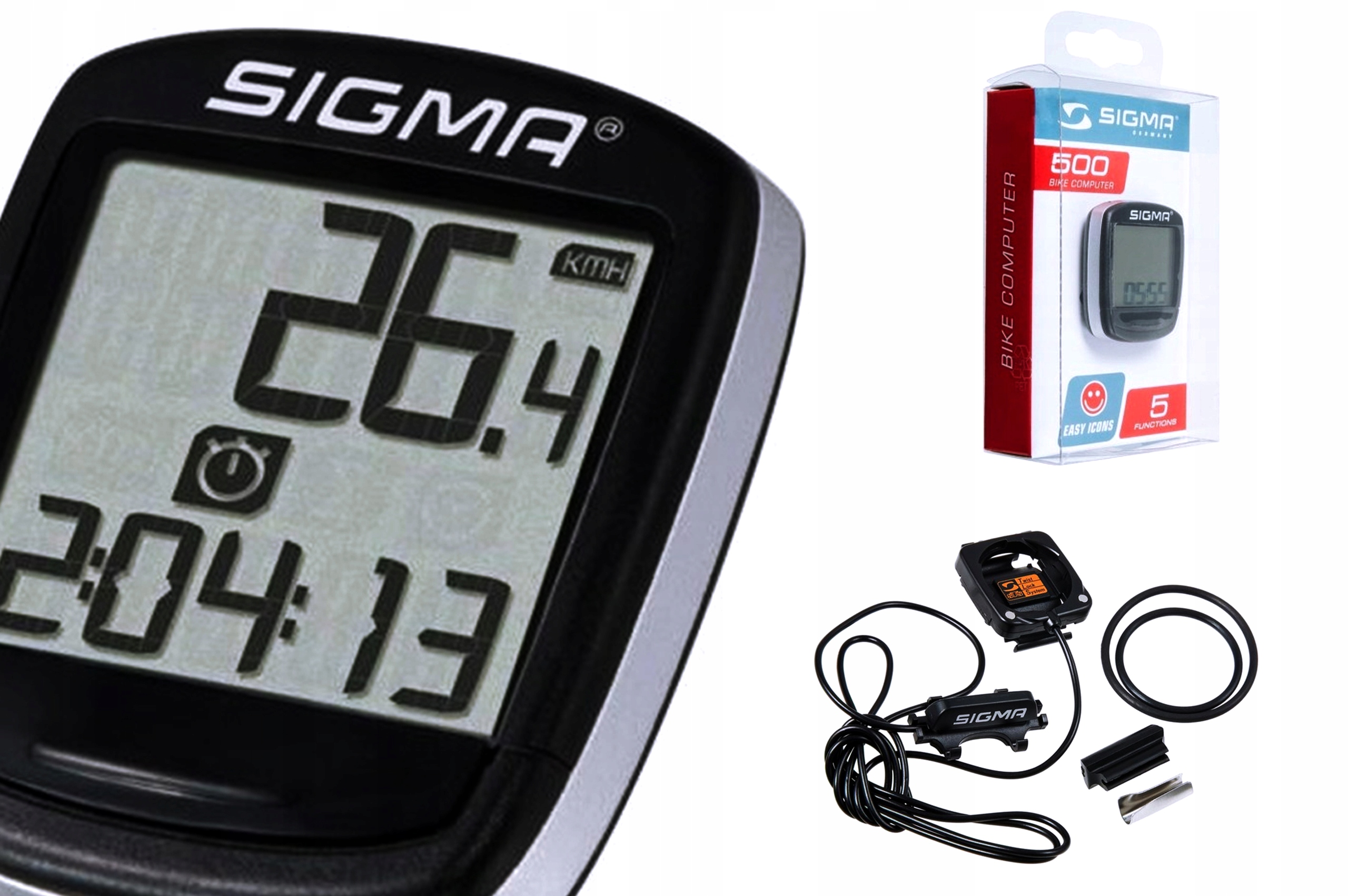LICZNIK ROWEROWY PRZEWOD. SIGMA BASE 500 5-FUNKCJI - 01930 ...