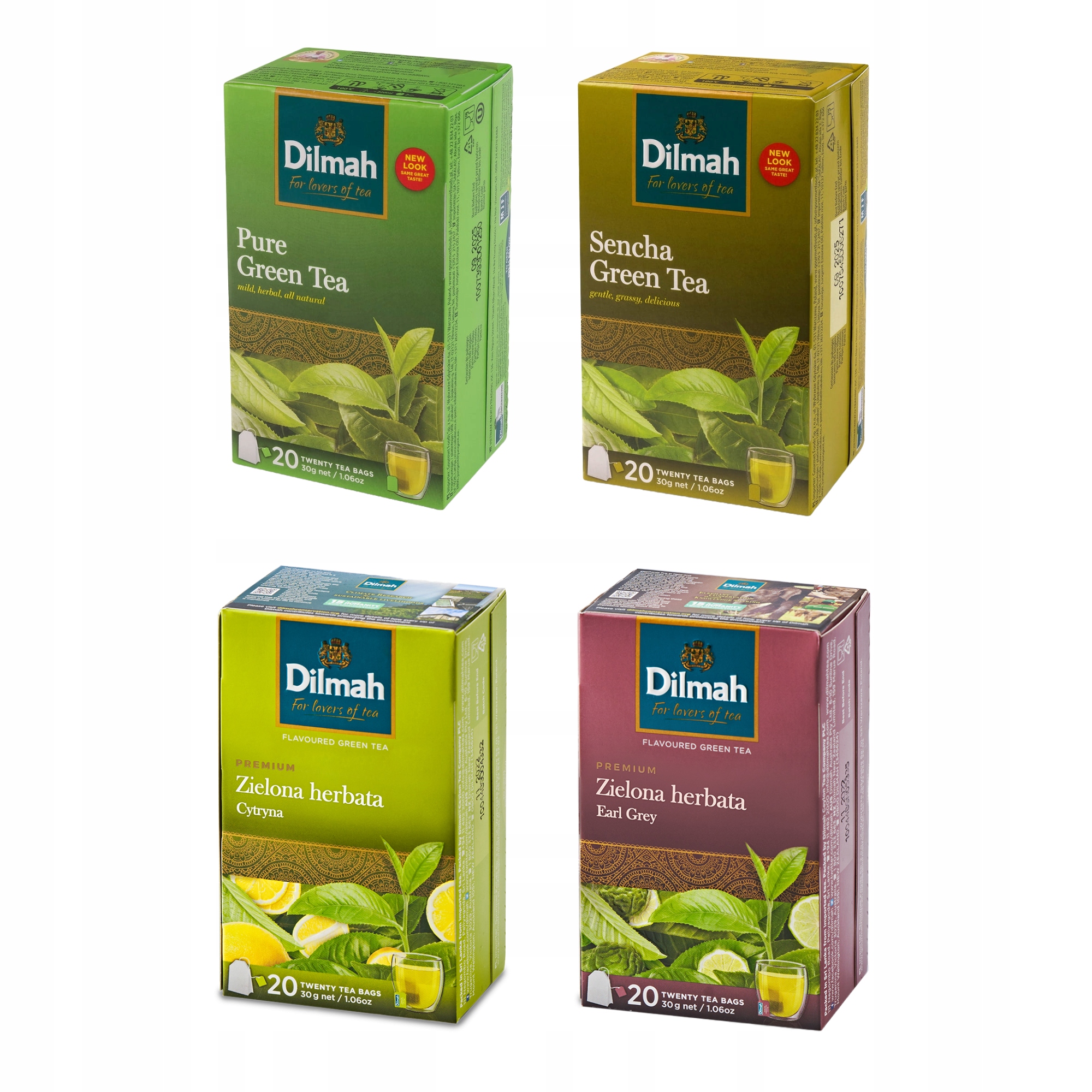 Herbata Zielona Dilmah Pure Green Tea + Earl Grey + Cytrynowa + Sencha ...