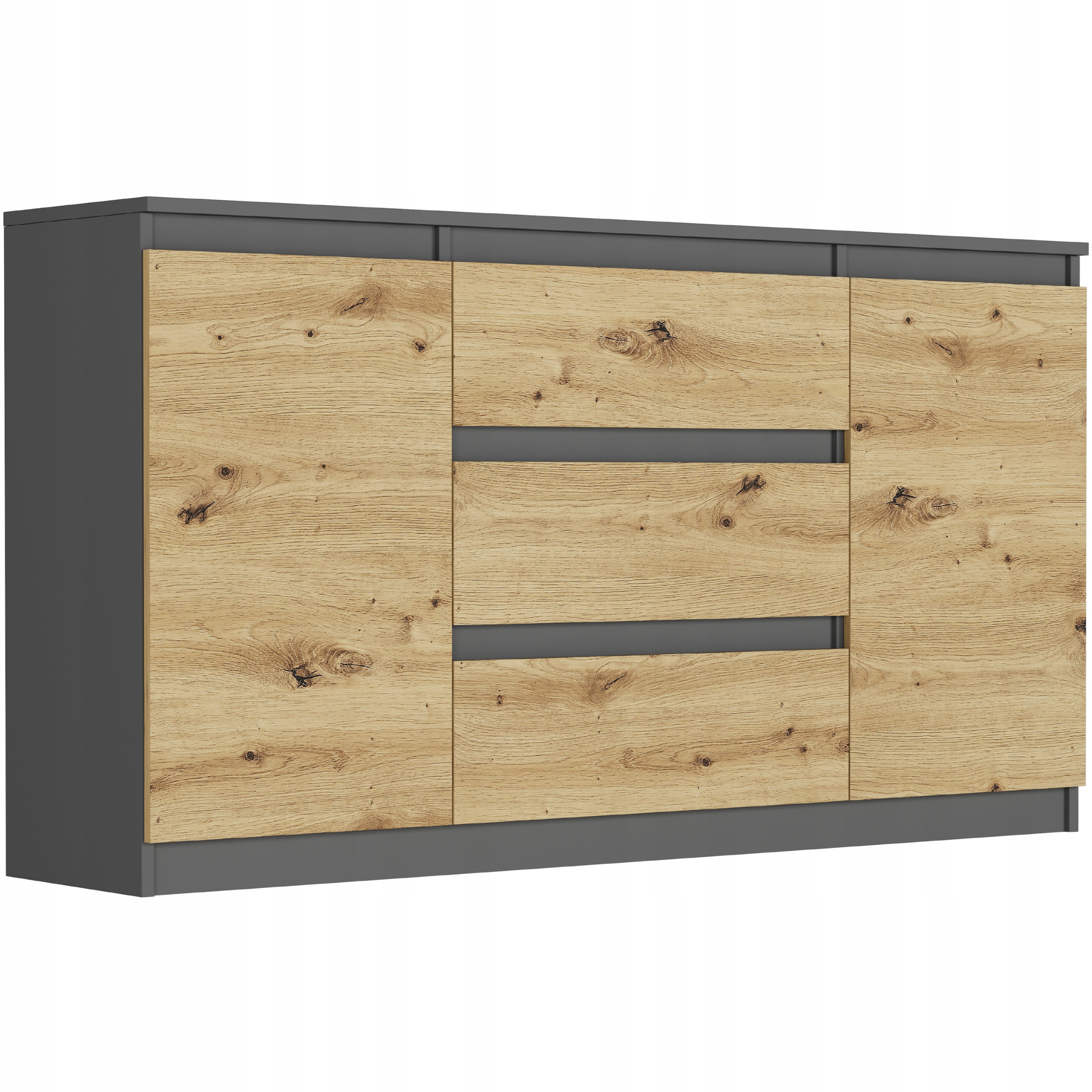 KOMODA 140 SZAFKA 3 SZUFLADY 2 PÓŁKI ANTRACYT MIX ARTISAN R140S3 ...