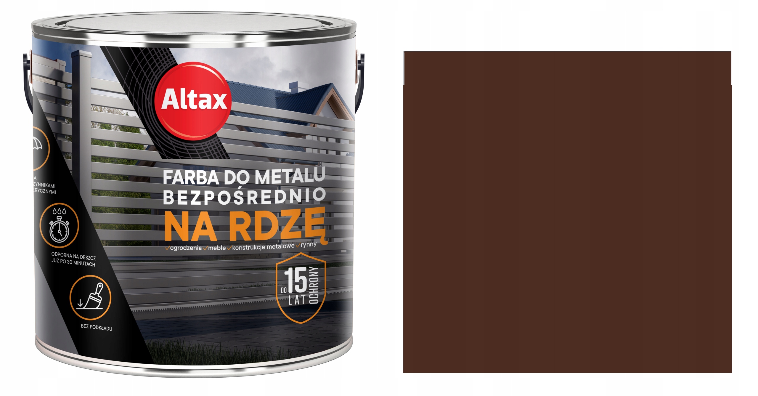 ALTAX FARBA DO METALU NA RDZĘ 2,5L BRĄZOWY MAT (5900172994075) • Cena ...