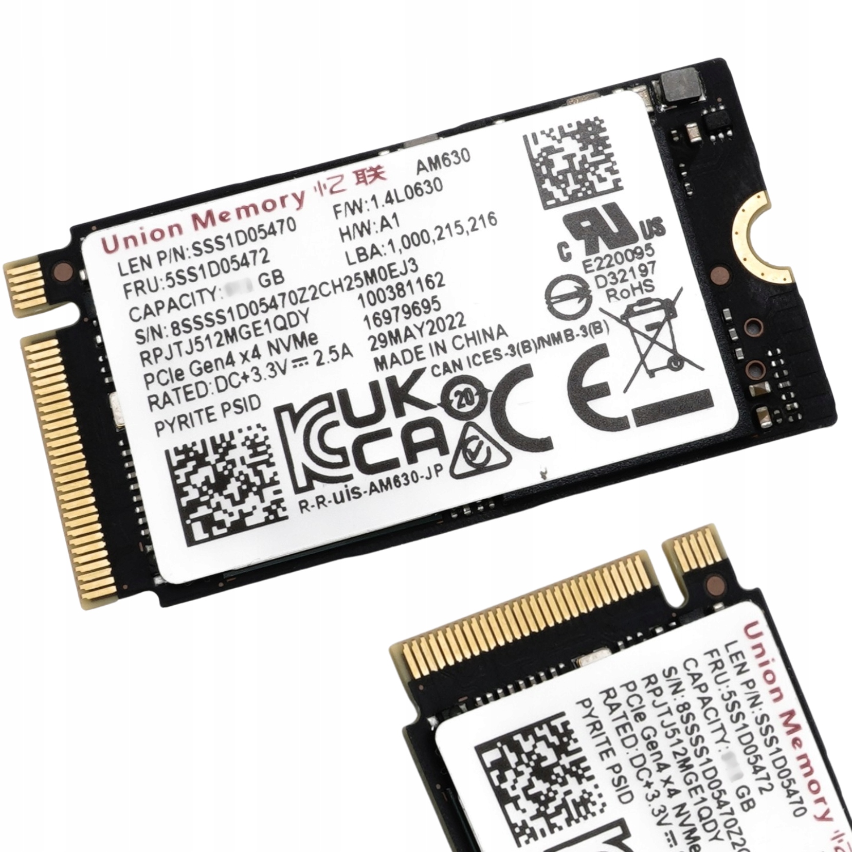 UNION MEMORY AM630 512GB M.2 NVMe Gen4 SSD - Allegro