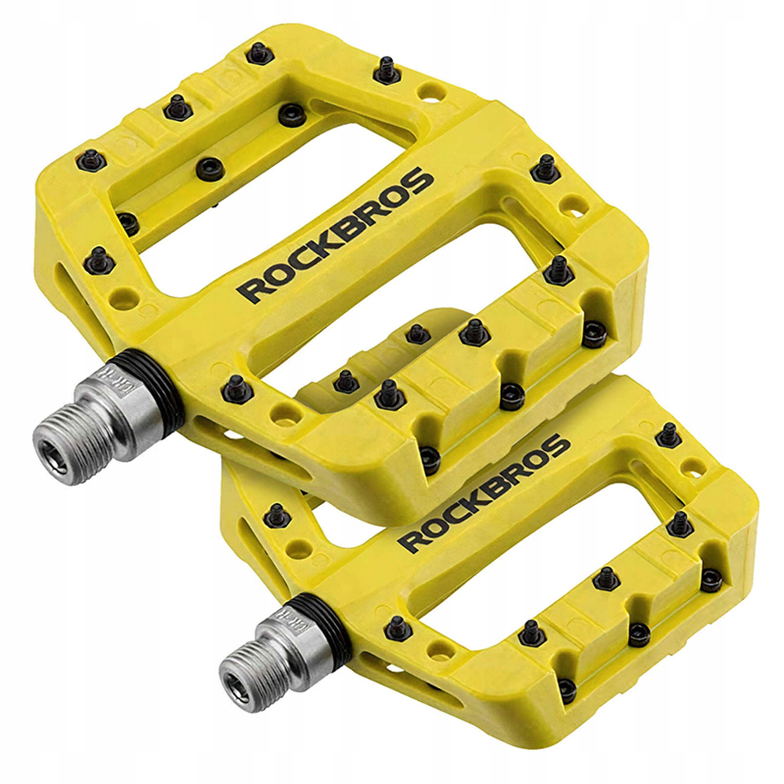 PEDAŁY ROWEROWE PLATFORMOWE DO ROWERU METALOWE NYLONOWE ROCKBROS ŻÓŁTE ...
