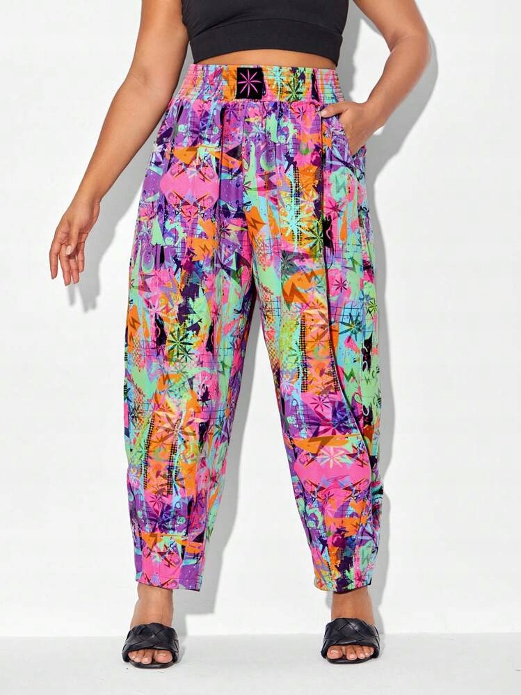 SHEIN VZOROVANÉ HIGH WAIST KALHOTY (33) - Allegro