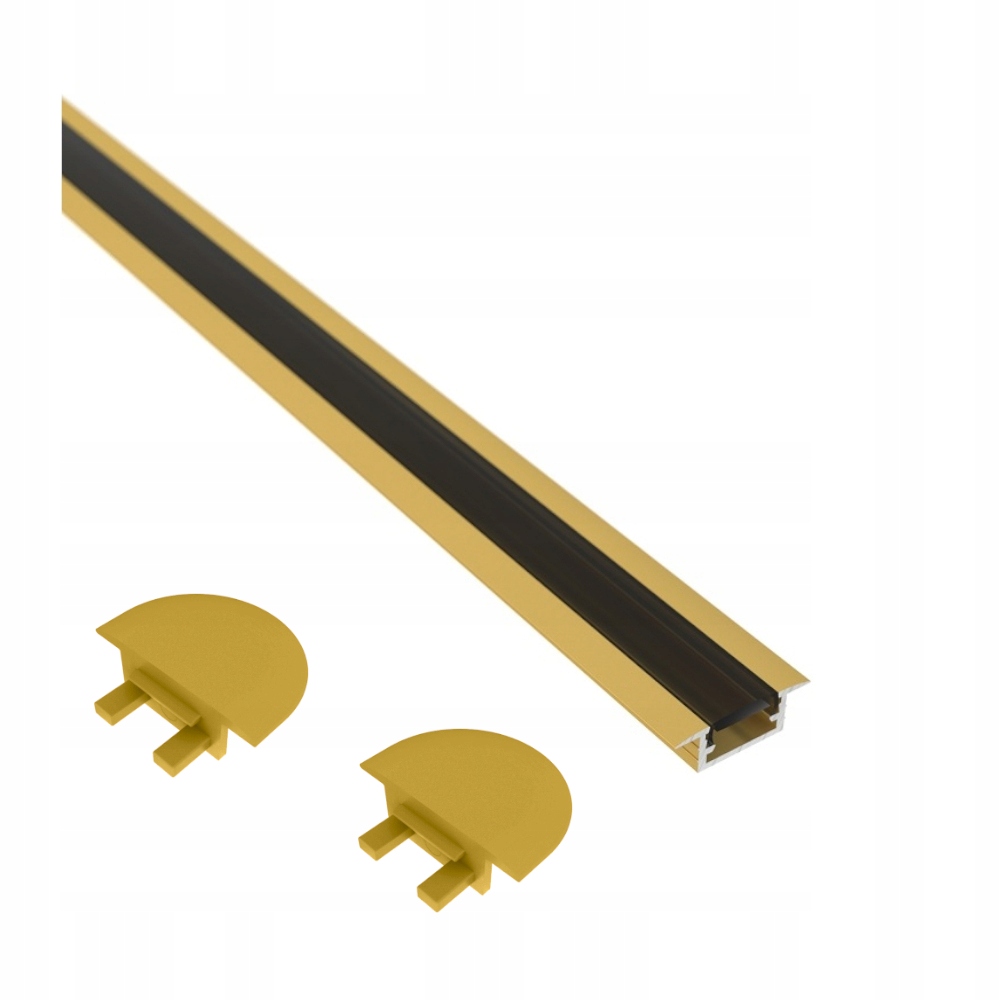 Profil LED Aluminiowy do Taśm 10mm Wpuszczany Czarny Klosz 2m Złoty (A1 ...