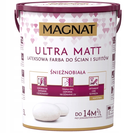 Farba lateksowa ścienna Magnat 5 l Śnieżnobiała mat (617721210313 ...