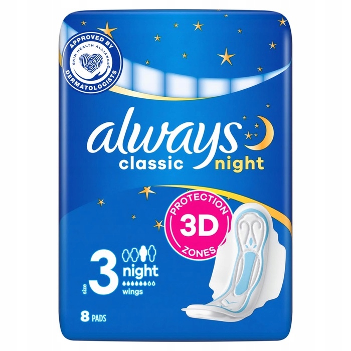ALWAYS Classic Night 3 podpaski ze skrzydełkami 8 szt. (4015400260837 ...
