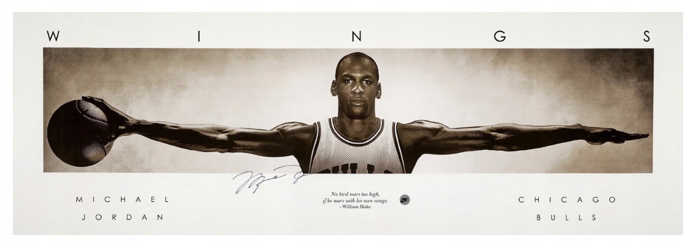 Michael Jordan (1989) MEGA Obraz NIKE WINGS nr 1 PREMIUM - 150x50 cm ...