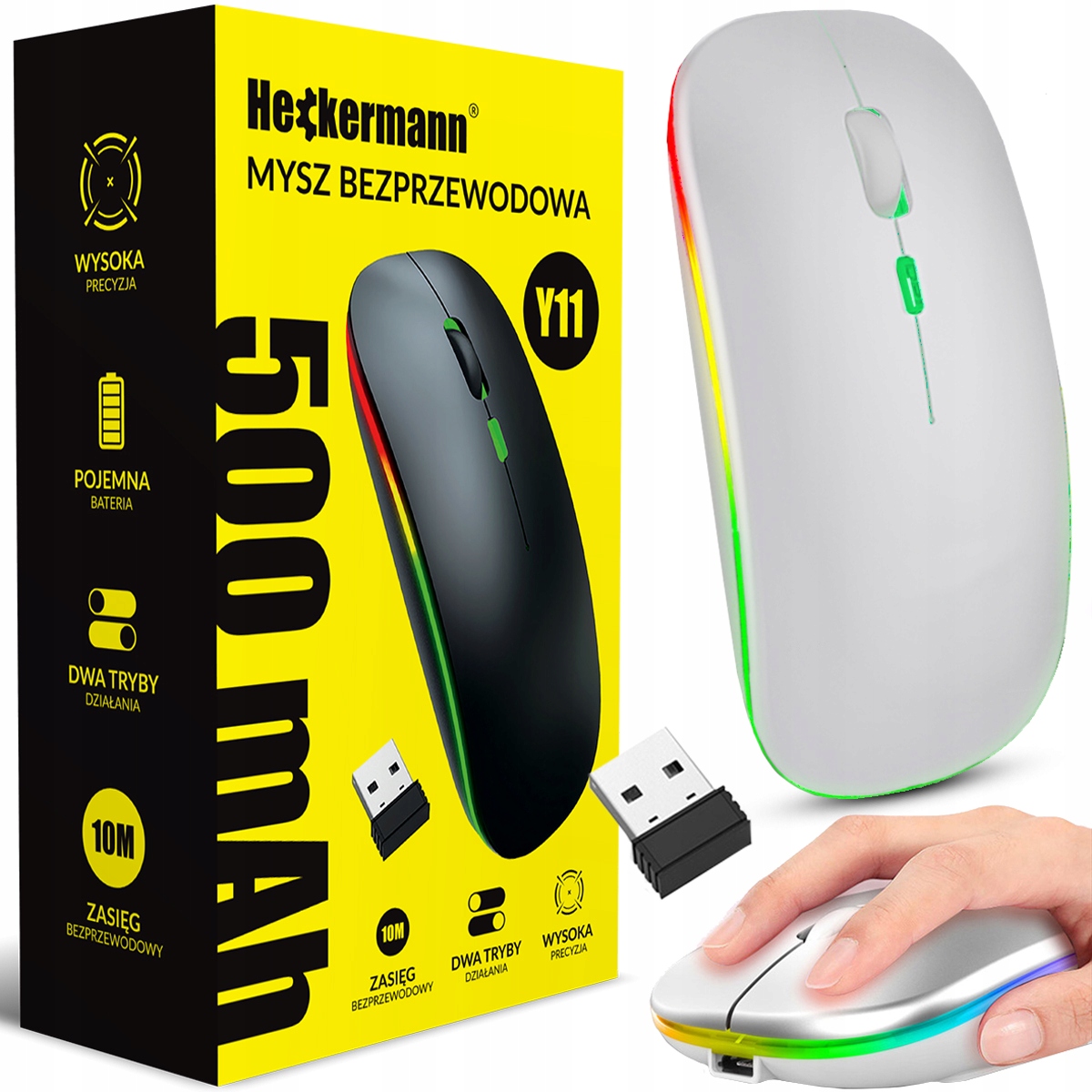 MYSZKA BEZPRZEWODOWA NA BLUETOOTH USB MYSZ KOMPUTEROWA DO LAPTOPA RGB ...