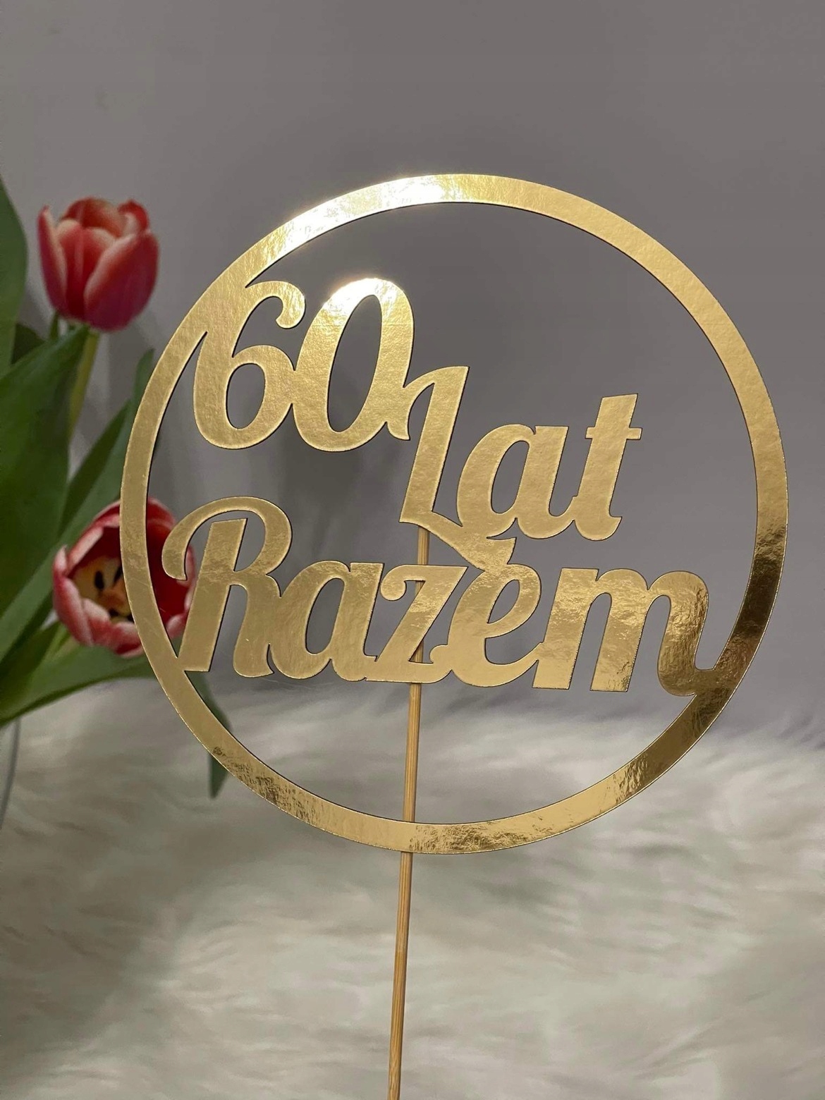 Topper 60 LAT ŚLUBU ROCZNICA ŚLUBU DIAMENTOWE GODY • Cena, Opinie • Figurki na tort, toppery ...