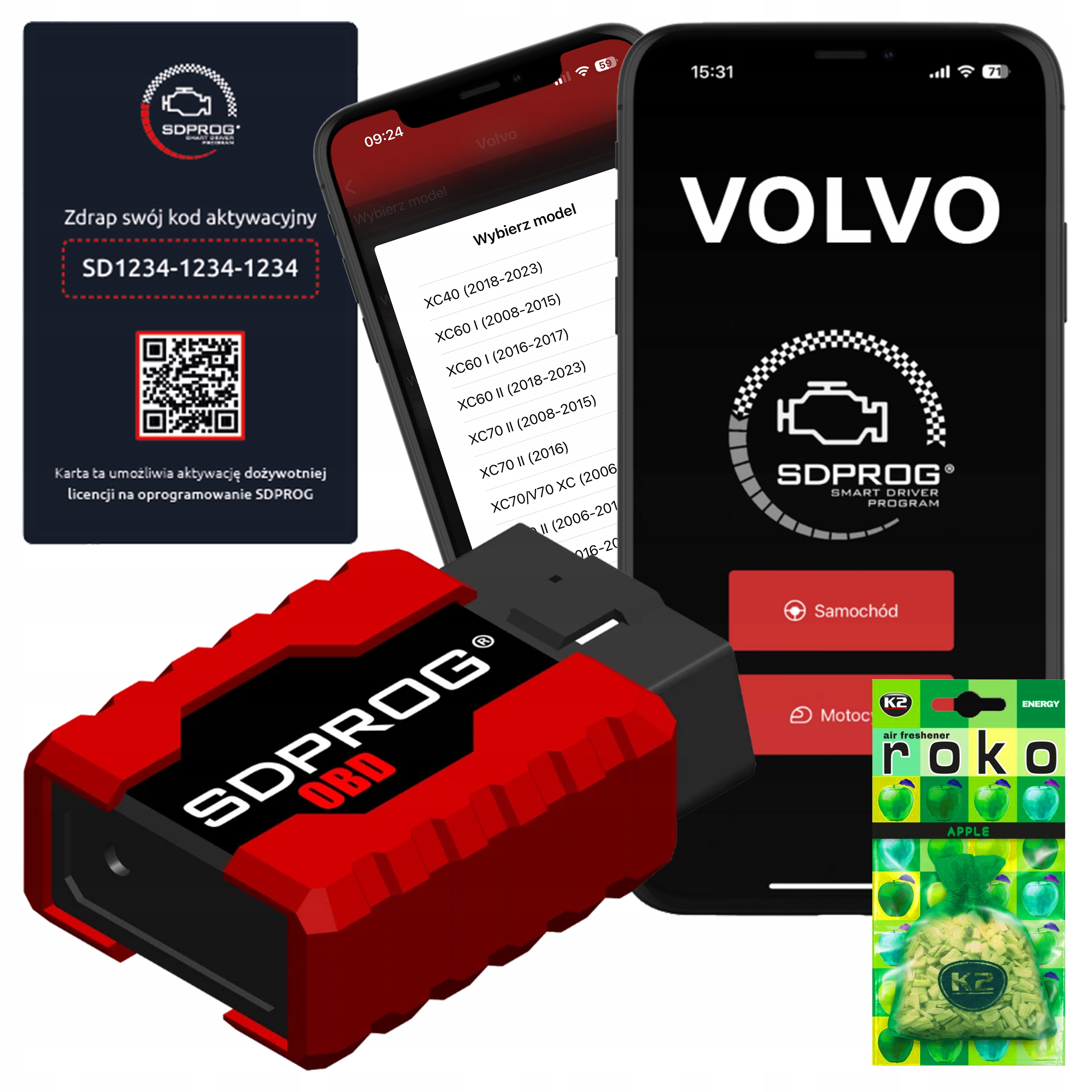 VOLVO Tester Interfejs Diagnostyczny OBD2 SDPROG DPF + Program Android ...