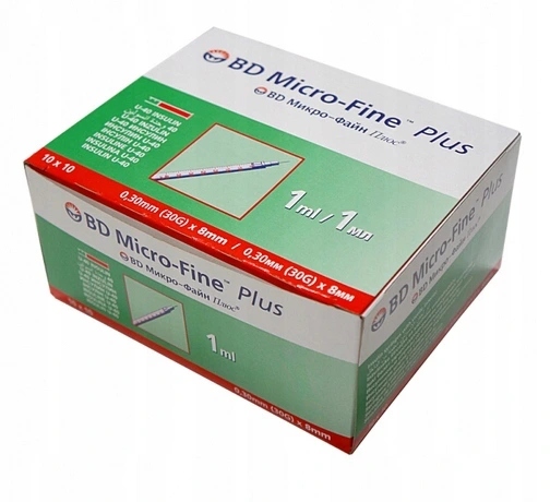 Strzykawki BD MICRO-FINE PLUS 1ml 0,3x8mm U40 a100 (0382900911038 ...