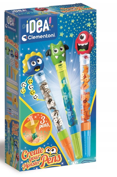 CLEMENTONI IDEA 18833 MINI FABRYKA DŁUGOPISÓW MONSTER POTWORKI ...