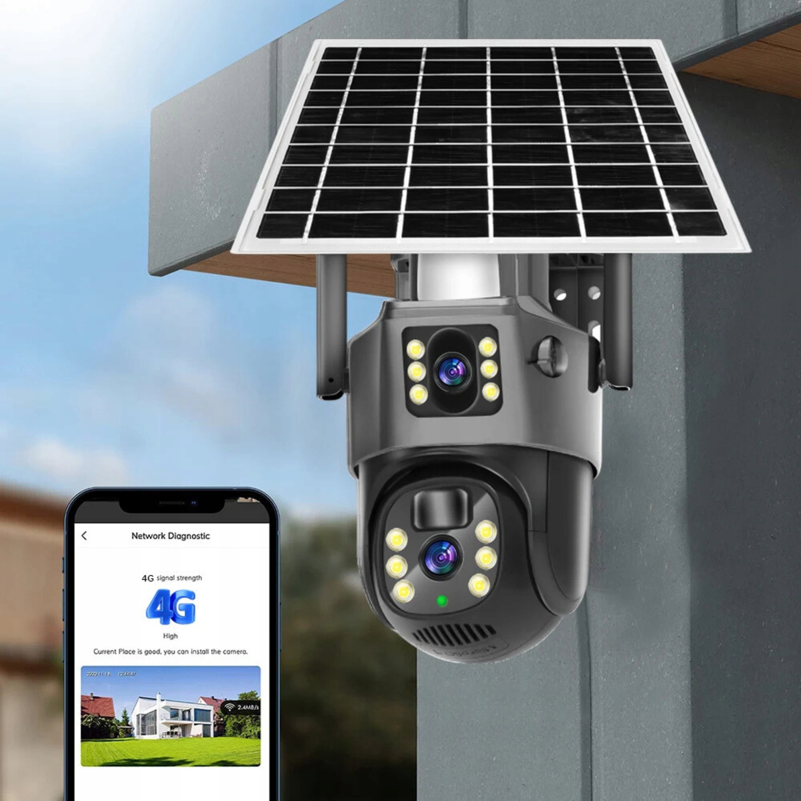 KAMERA SOLARNA WIFI PODWÓJNA IP SMART ZEWNĘTRZNA OBROTOWA HD ZOOM 10X - Sklep, Opinie, Cena w ...