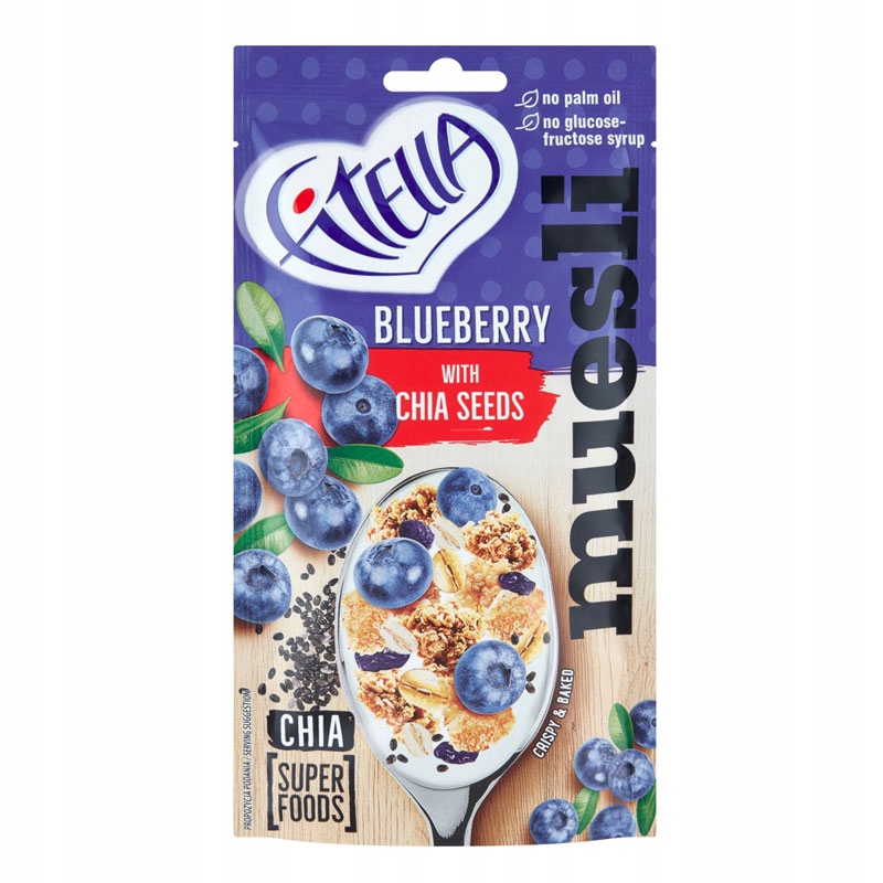 Fitella Musli chrupkie borówkowe z nasionami chia 50 g (5900552083740 ...