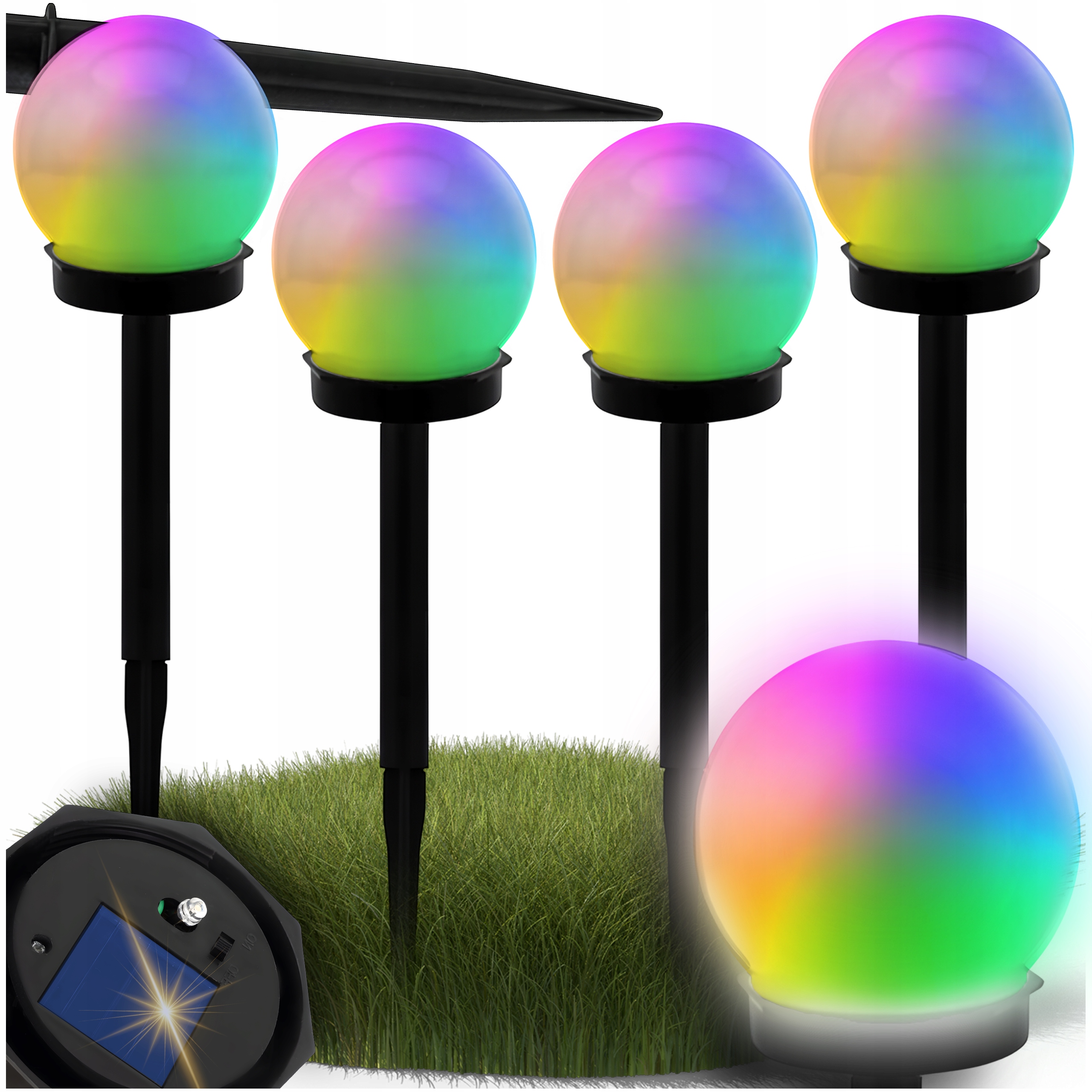 4X KULA SOLARNA LAMPA LED OGRODOWA WBIJANA 34CM KULE OGRODOWE NA OGRÓD ...