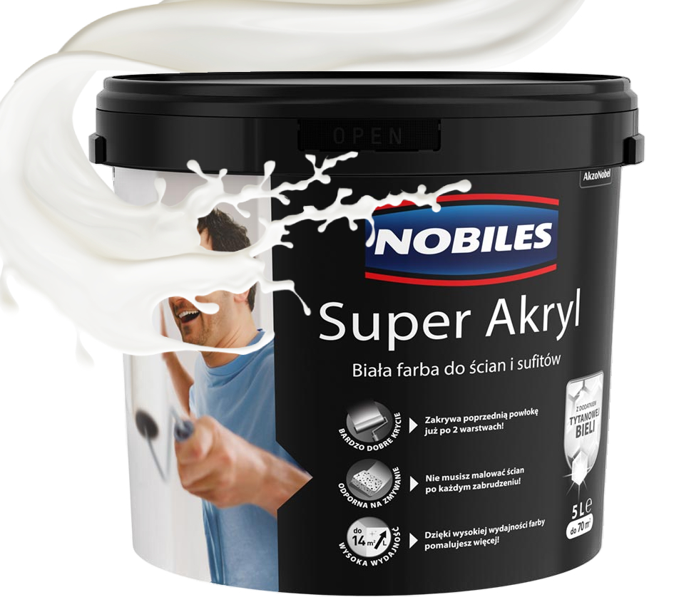 Farba akrylowa ścienna Nobiles 5 l Biała mat (5904078218846) • Cena ...
