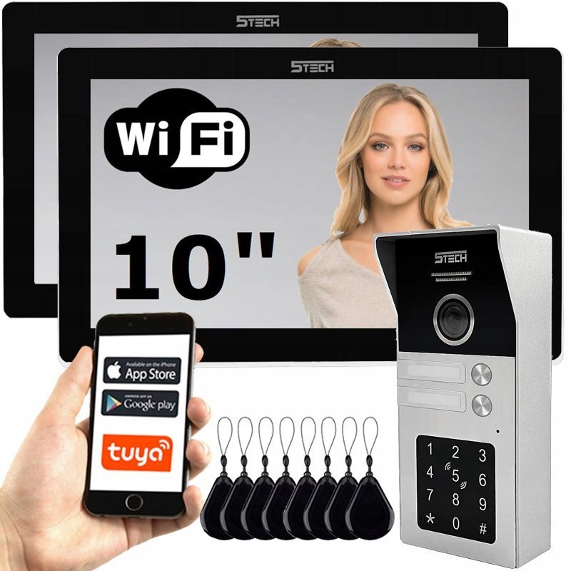 Wideodomofon na DWIE RODZINY z APLIKACJĄ TUYA 5TECH Wi-Fi Verus 10" CZYTNIK (5905884581230 ...