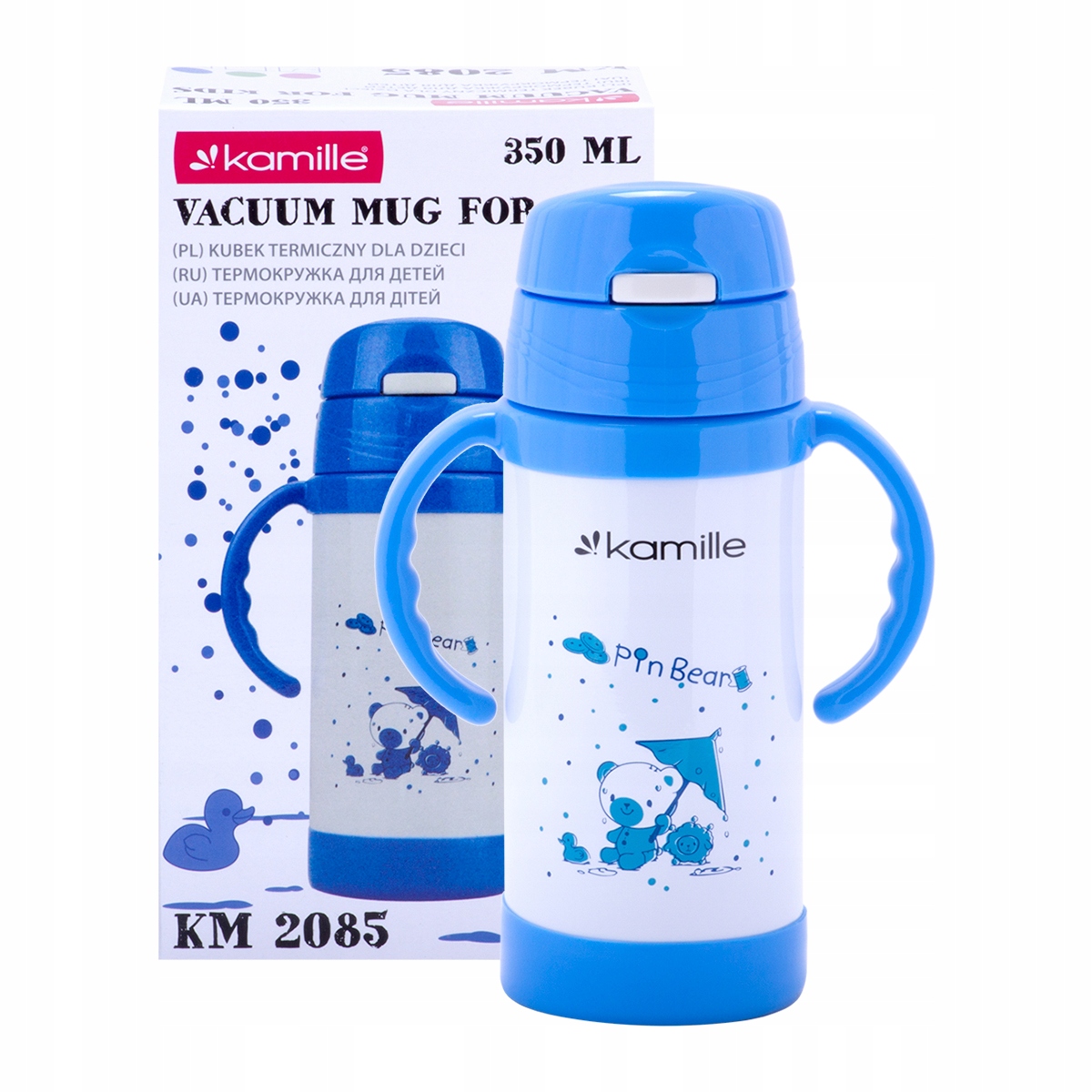 KUBEK TERMICZNY DZIECIĘCY TERMOS NA NAPOJE BUTELKA BIDON Z UCHYTAMI KAMILLE - 5903148923925 ...