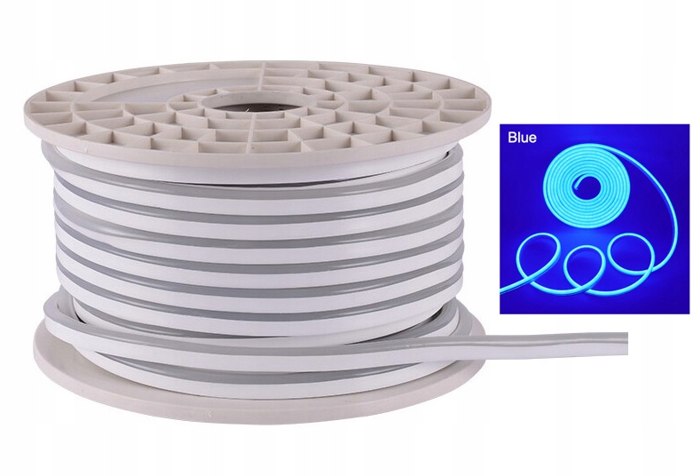 Taśma LED NEON flex IP68 230V 8x16mm 8W blue 1m (5904261923403) • Cena ...