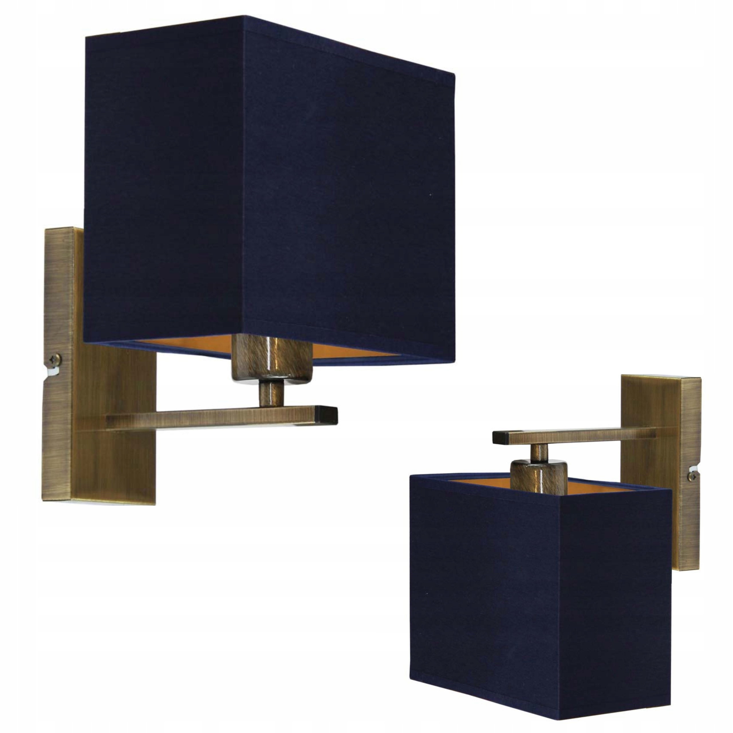 Kinkiet abażur lampa ścienna LED E27 kinkiet ścienny granatowy złoto ...